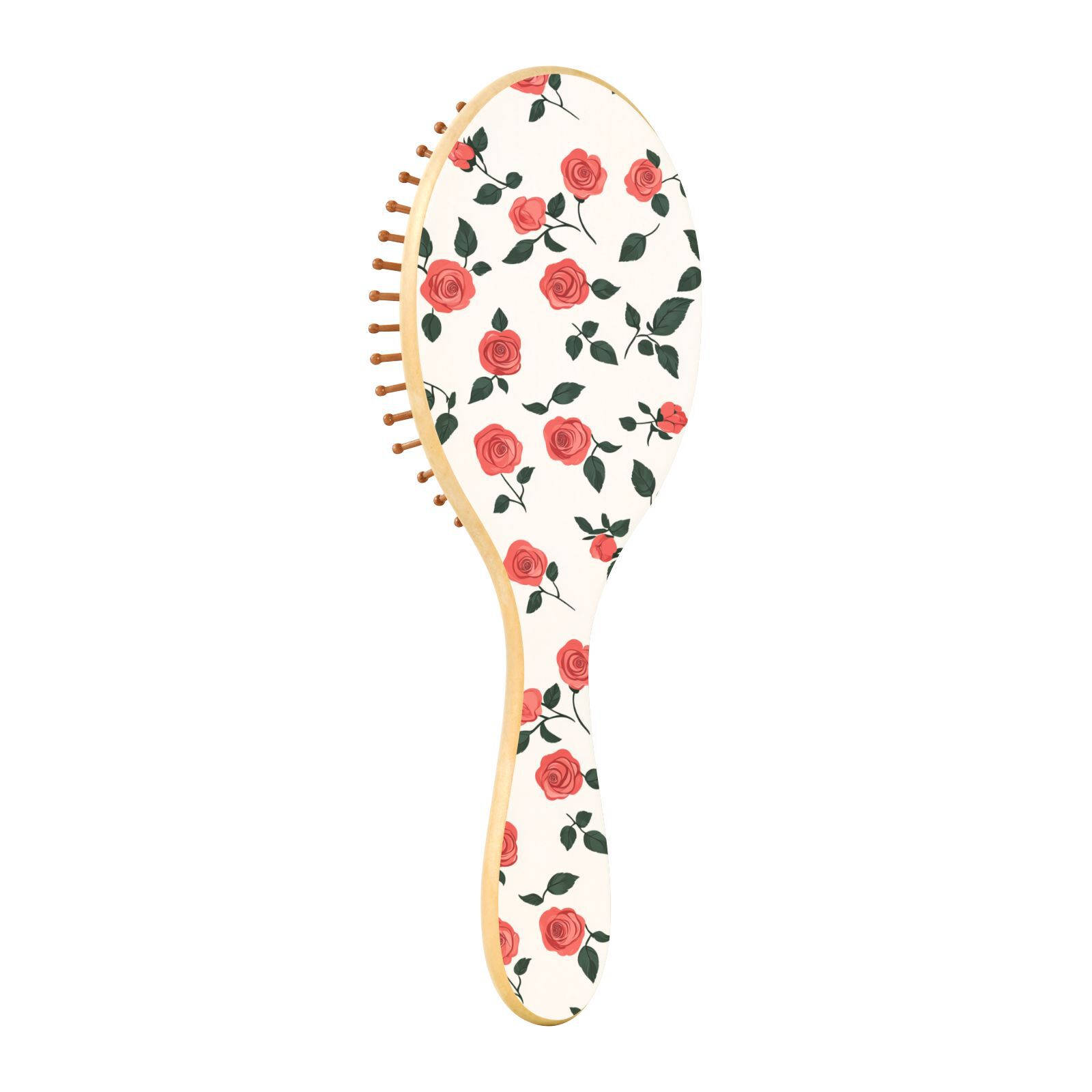 JSTEL Little Rose Flower Hair Brush for Women Men Natural Wood ...