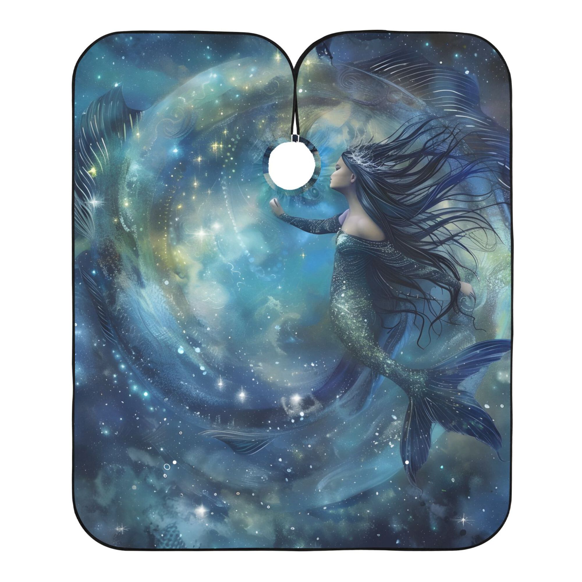 JSTEL Mermaid Nebula Waterproof Barber Cape for Men Women Beard Shaving ...