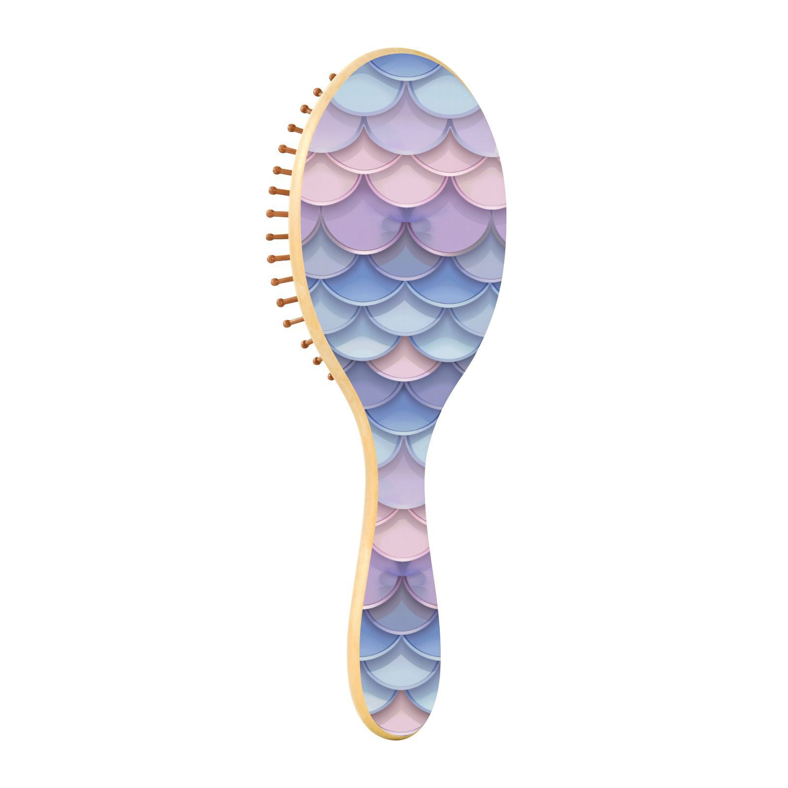 JSTEL Mermaid Print Gradient Hair Brush for Women Men Natural Wood ...