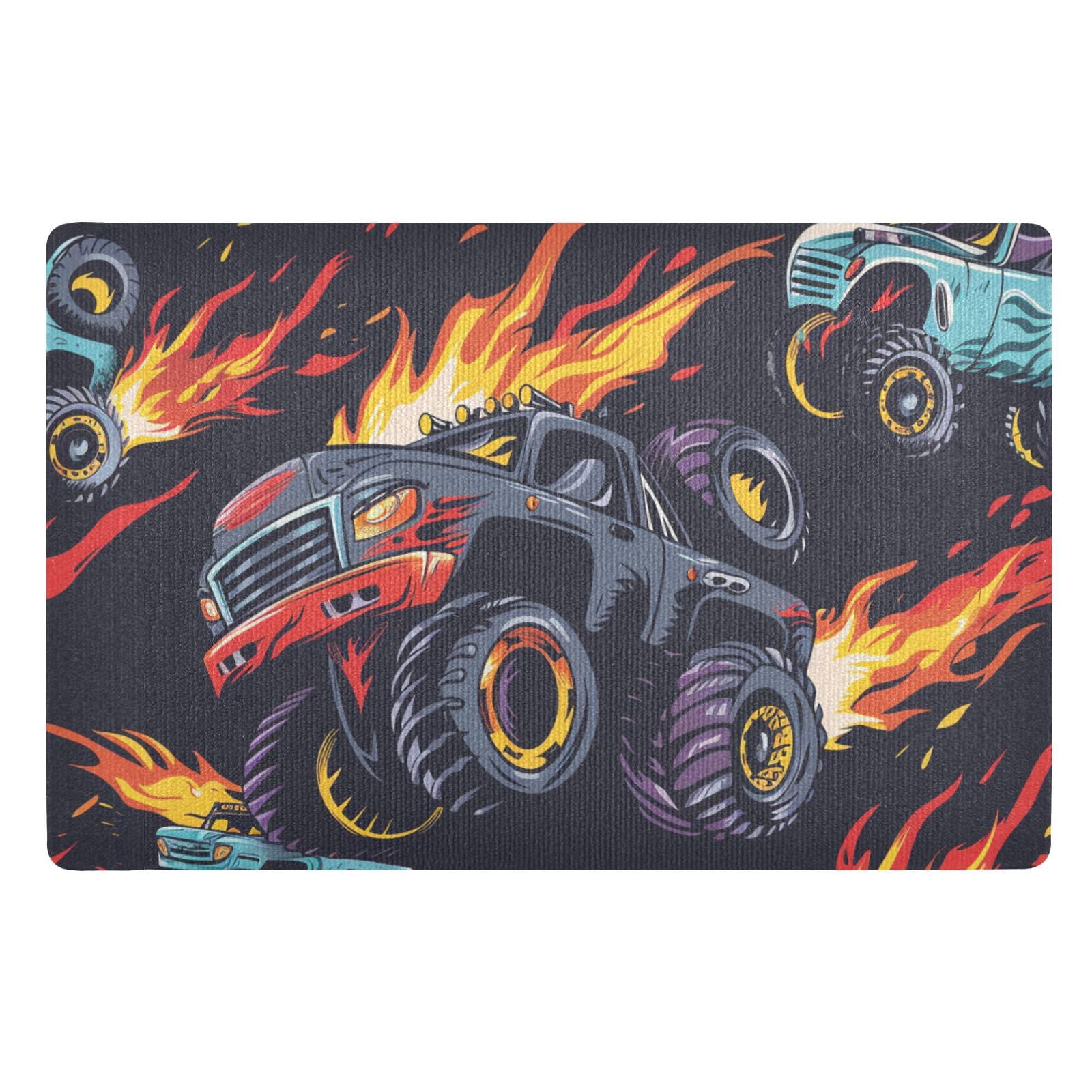 JSTEL Monster Truck Running Front Door Mat Outside Entrance 32x20 Inch ...