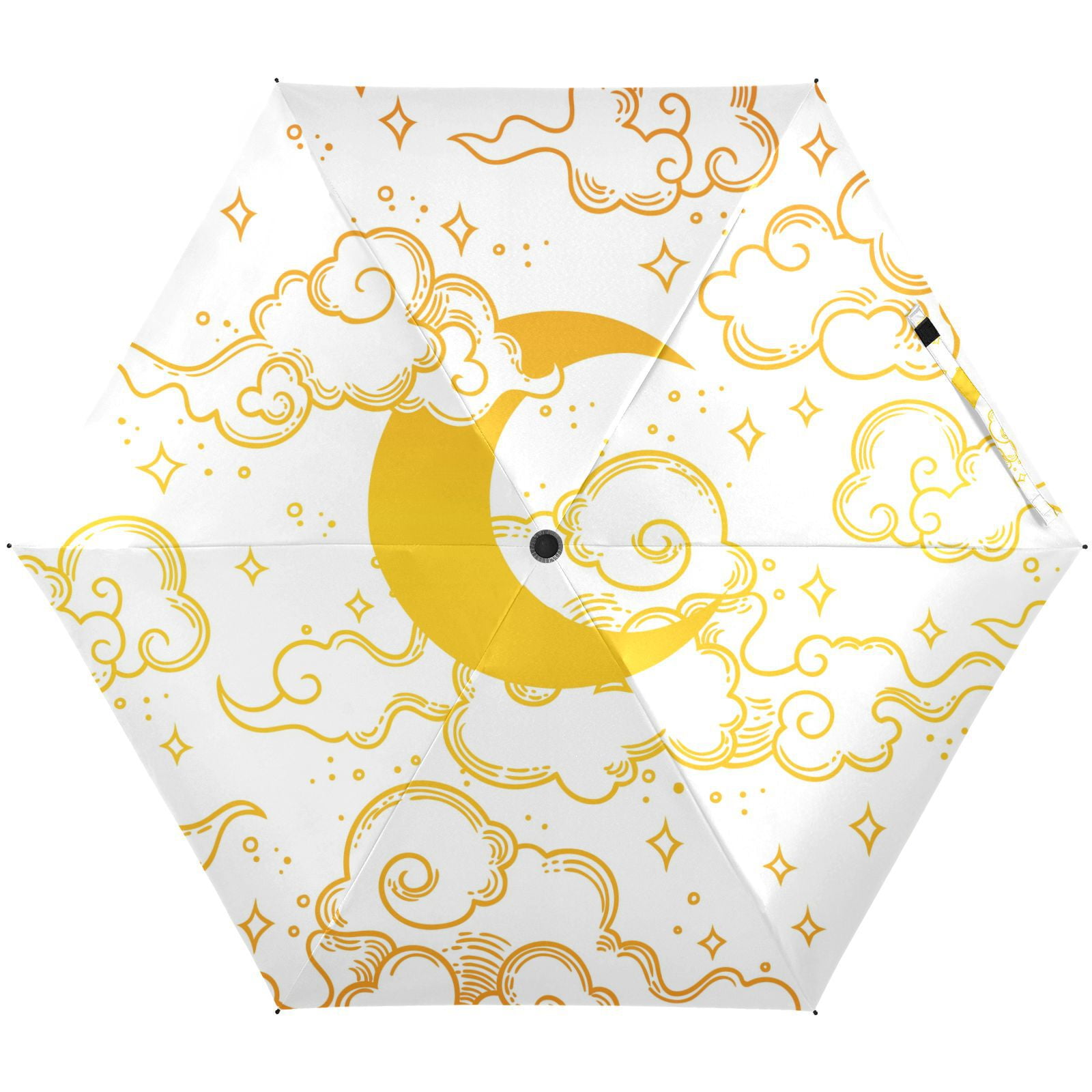 JSTEL Moon Clouds Stars Starry Folding Umbrella for Rain Sun Travel ...