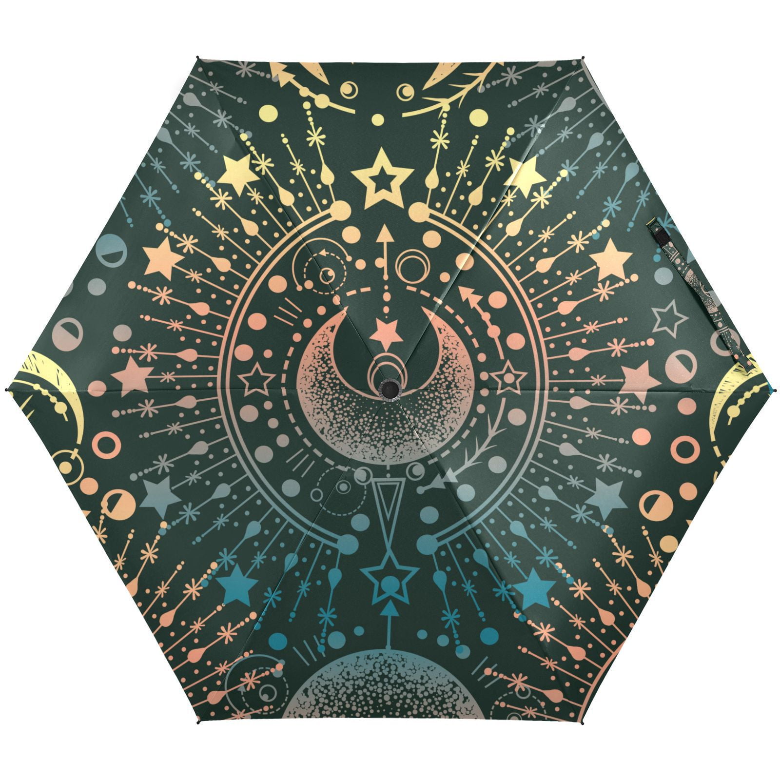 JSTEL Moon Sun Star Alchemy Magical Folding Umbrella for Rain Sun ...