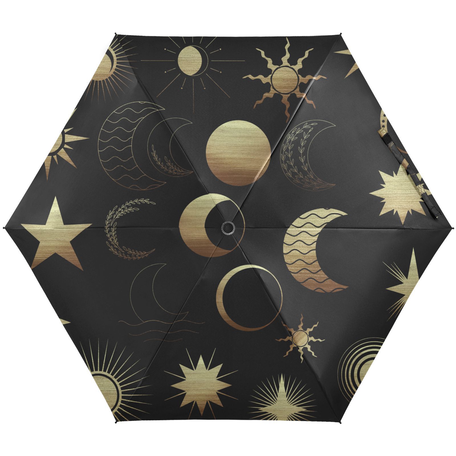 JSTEL Moon Sun Stars Starry Folding Umbrella for Rain Sun Travel Mini ...