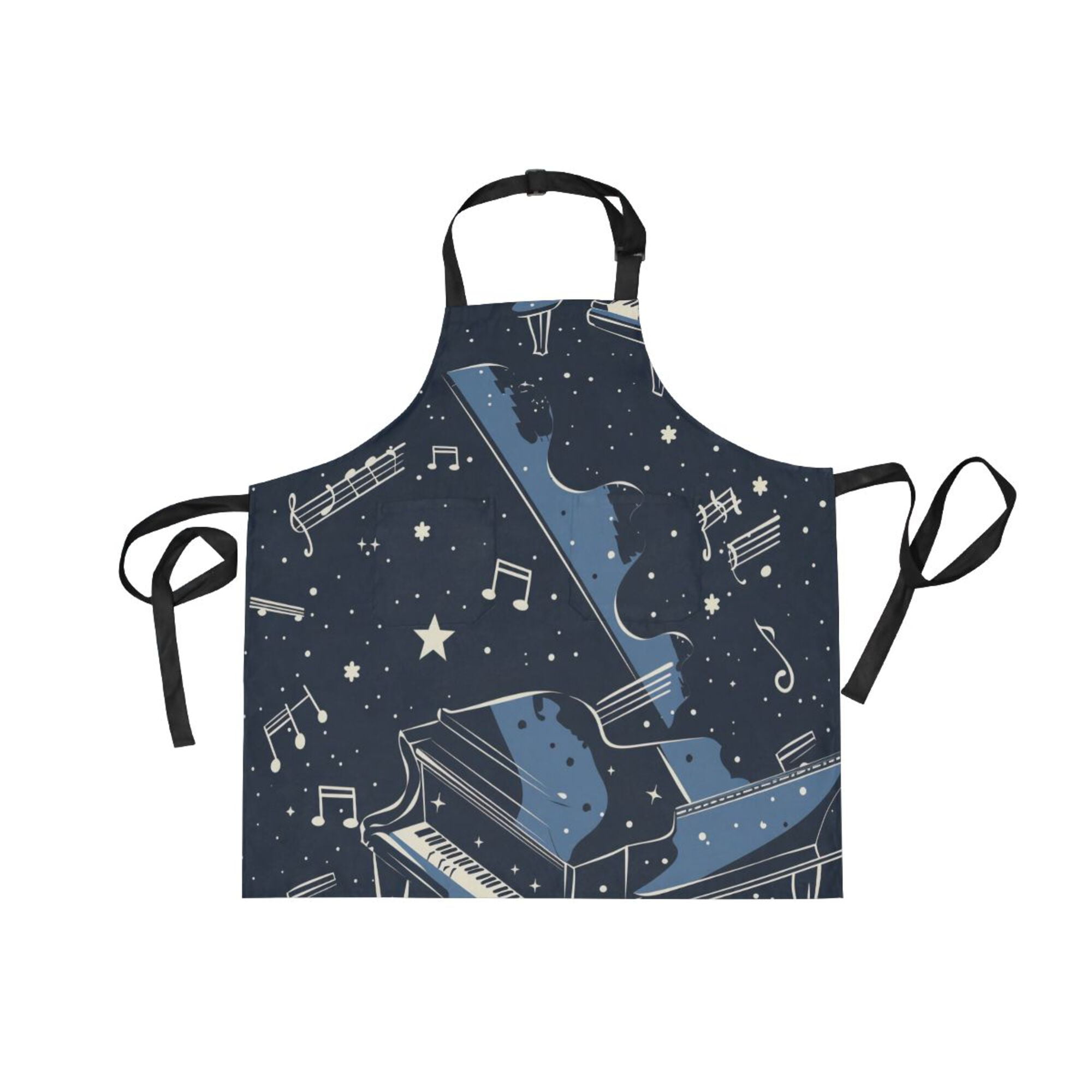 JSTEL Music Notes Piano Apron with 2 Pockets for Women Men Adjustable ...