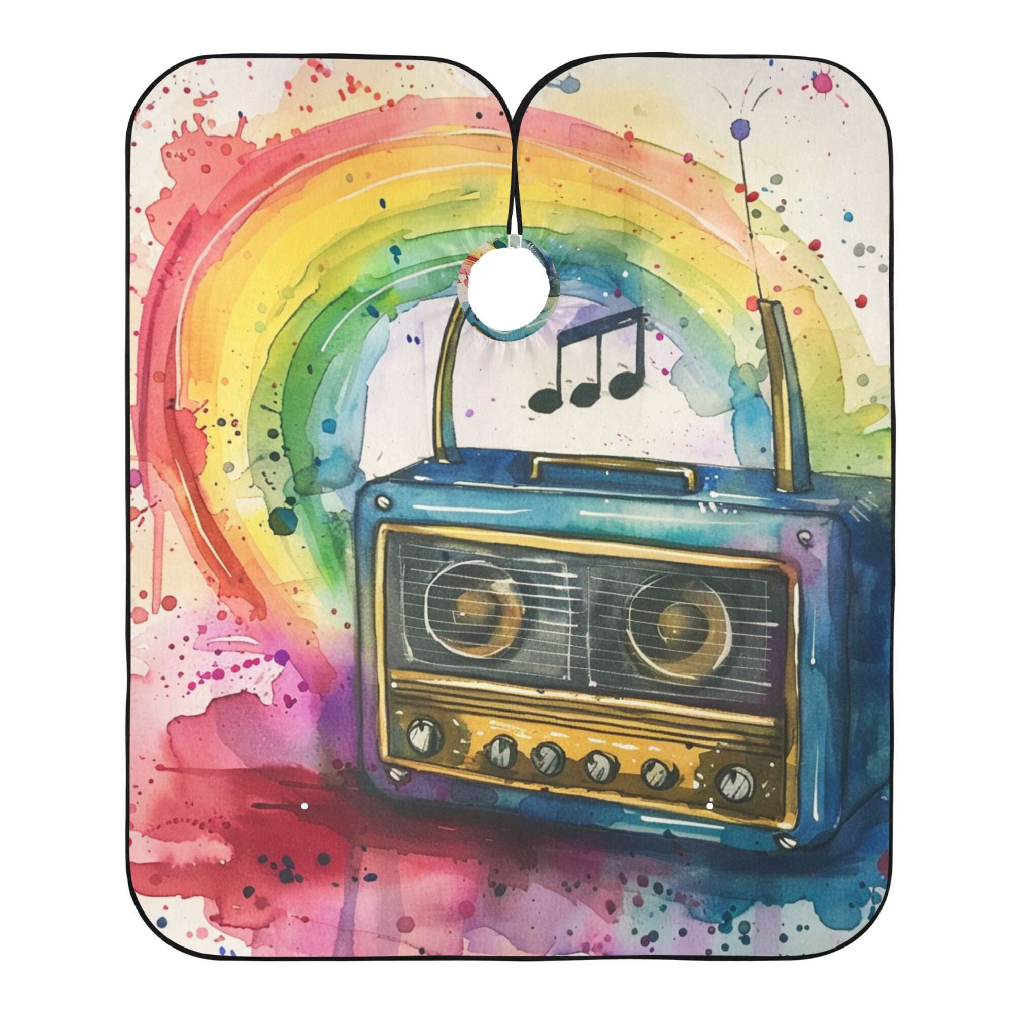 JSTEL Music Notes Radio Rainbow Waterproof Barber Cape for Men Women ...