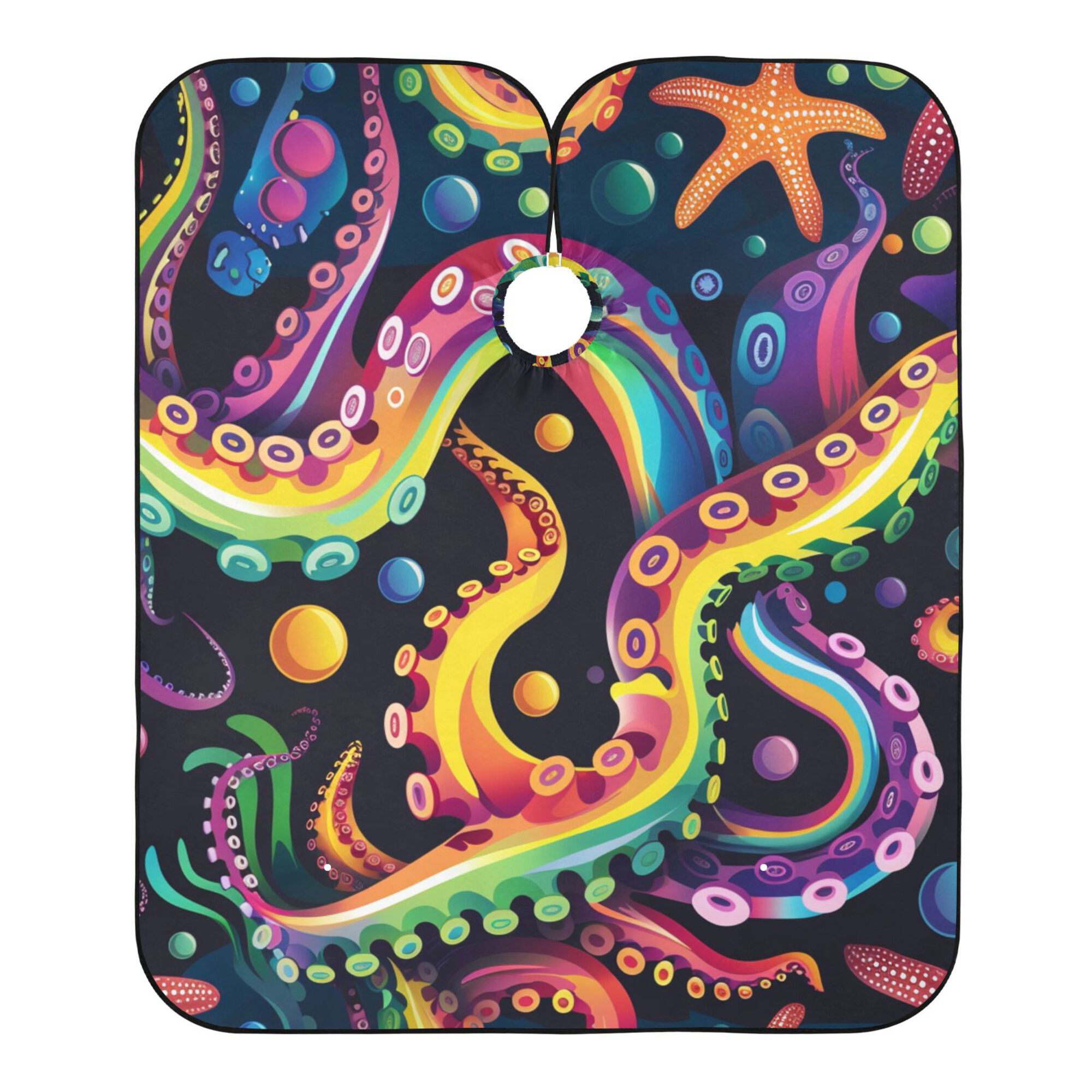 JSTEL Octopus Tentacles Rainbow Color Waterproof Barber Cape for Men ...