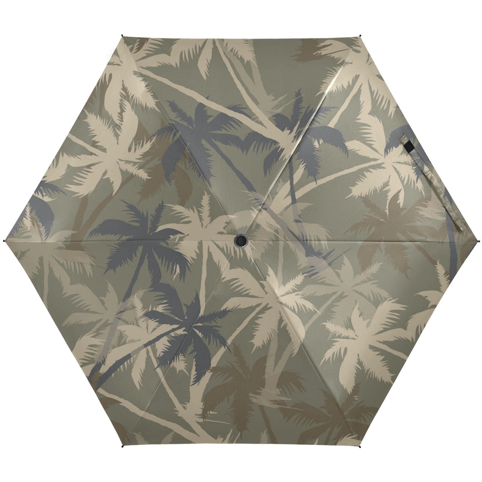 JSTEL Palm Tree Camouflage Army Green Folding Umbrella for Rain Sun ...