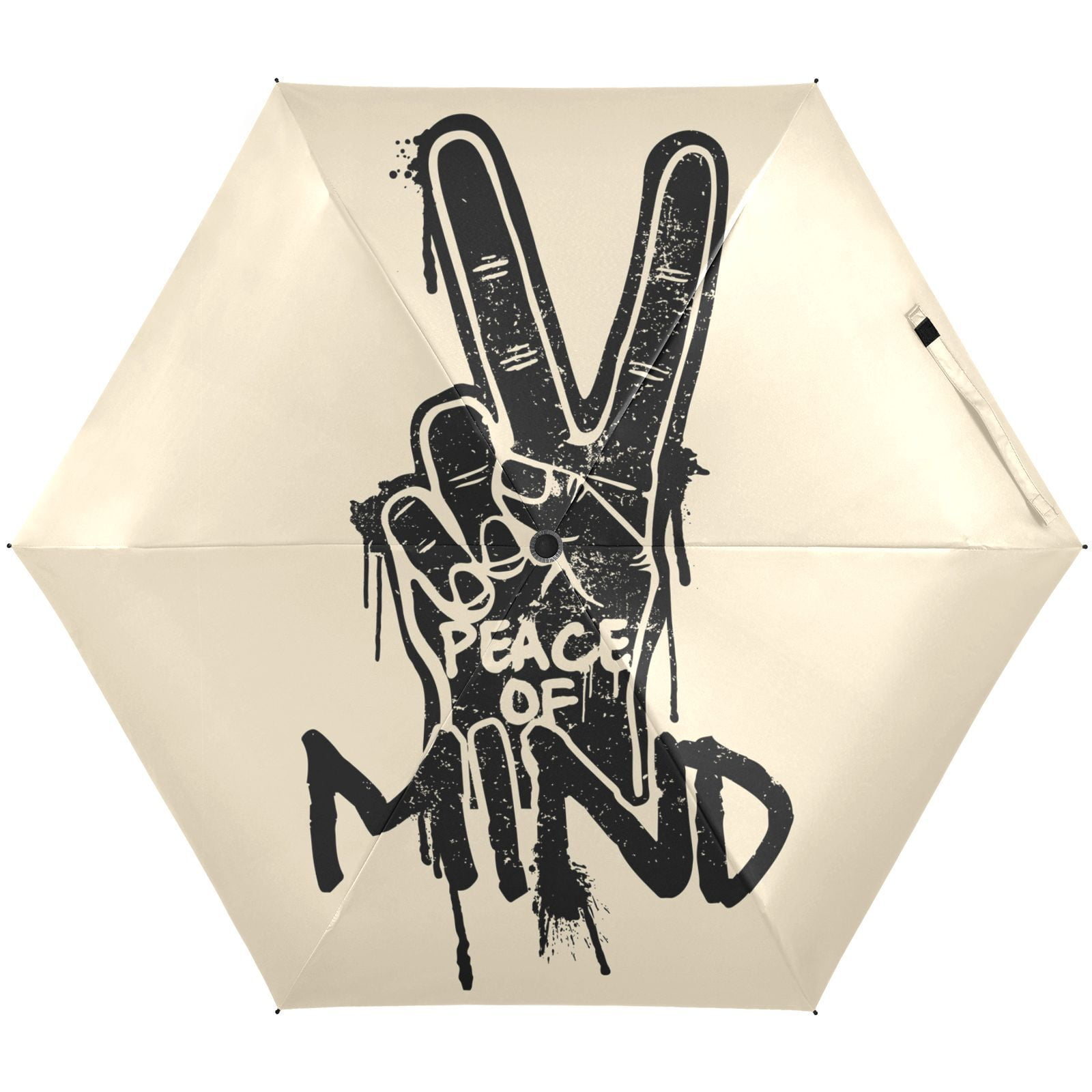 JSTEL Peace Sign Hand Drawn Hipster Folding Umbrella for Rain Sun ...