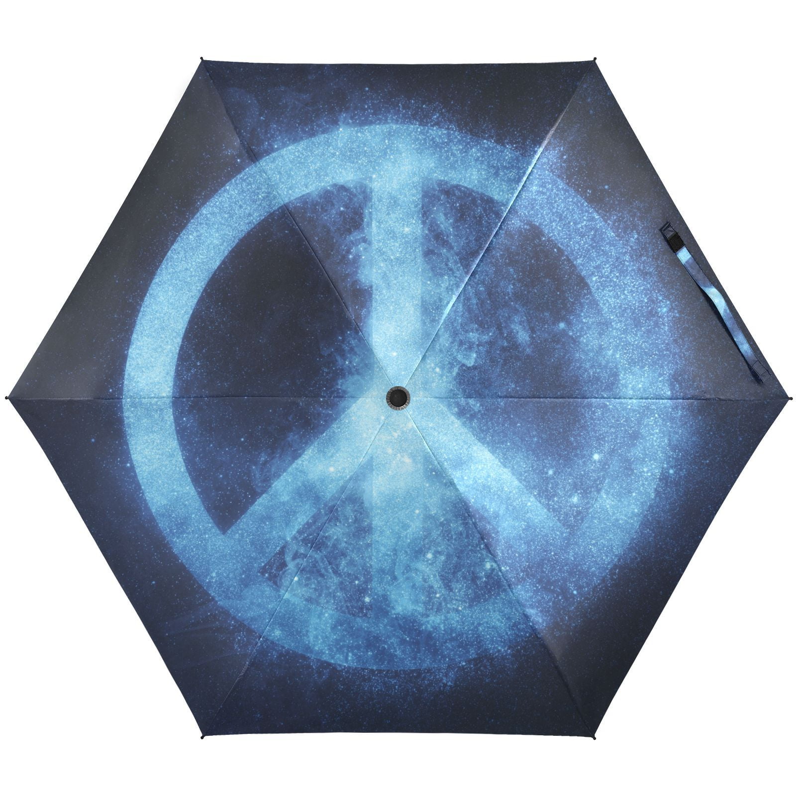 JSTEL Peace Sign Symbol Starry Sky Folding Umbrella for Rain Sun Travel ...