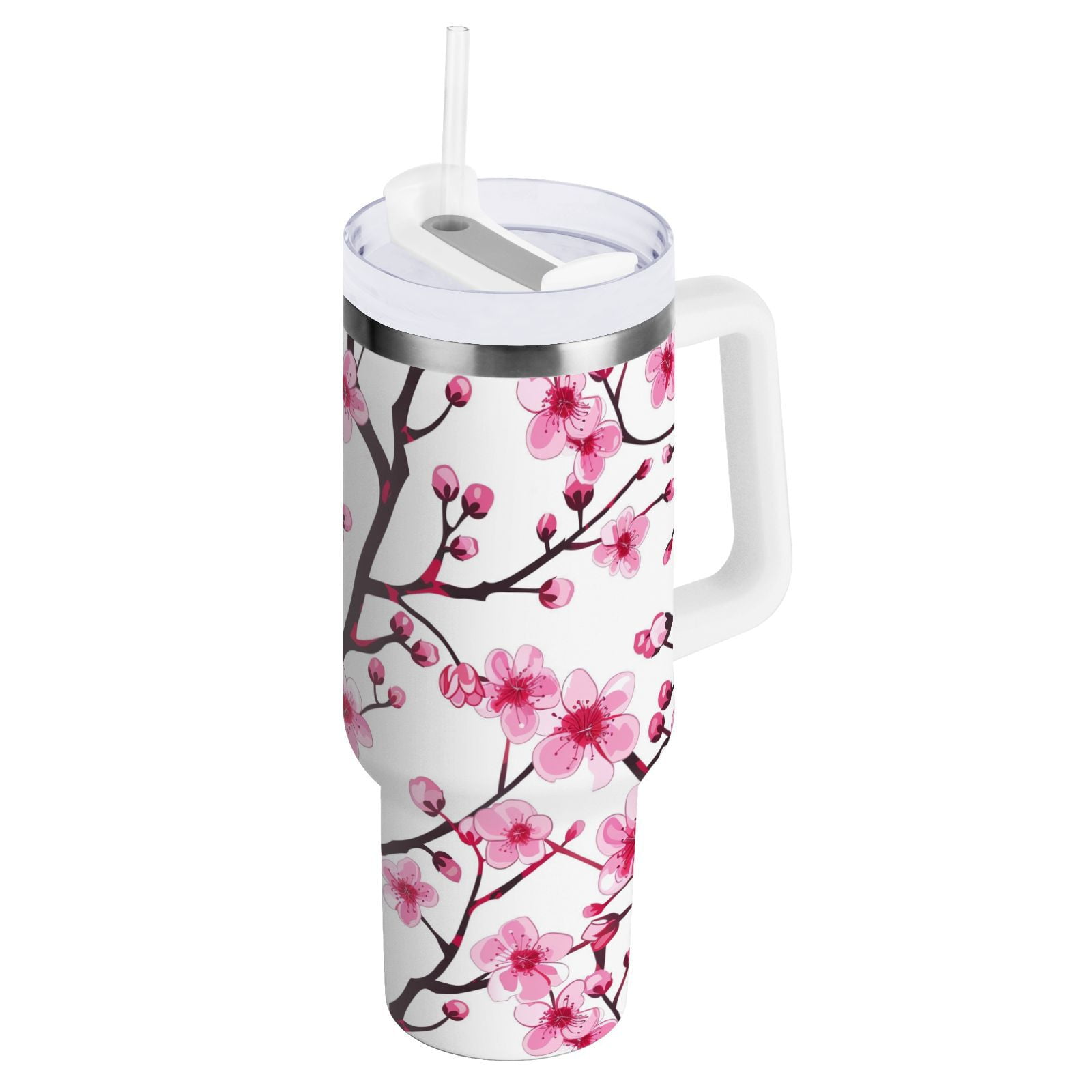 JSTEL Pink Cherry Blossom Flower Floral 2 30 oz Tumbler Stainless Steel ...