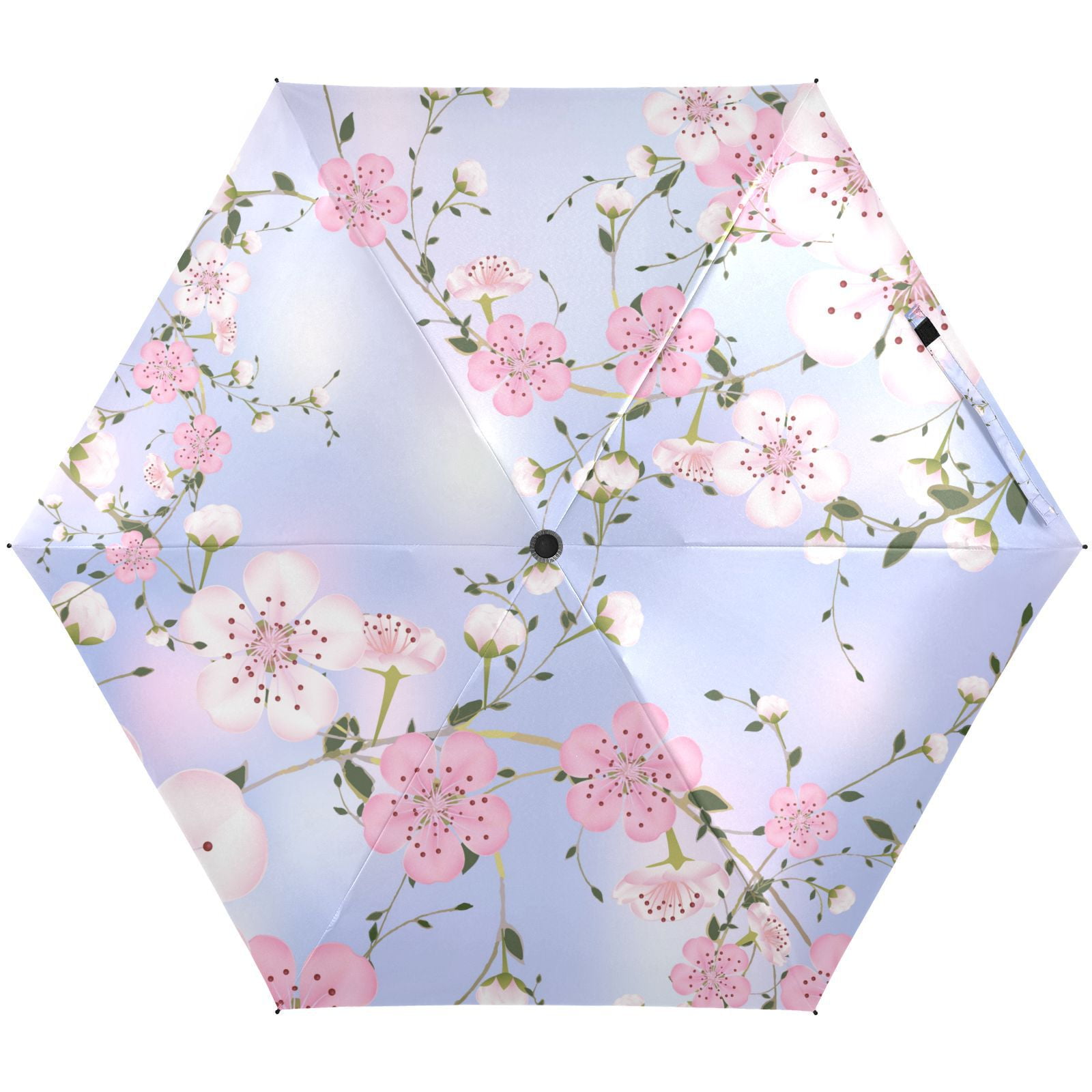 JSTEL Pink Cherry Blossom Sakura Flower Floral Folding Umbrella for ...