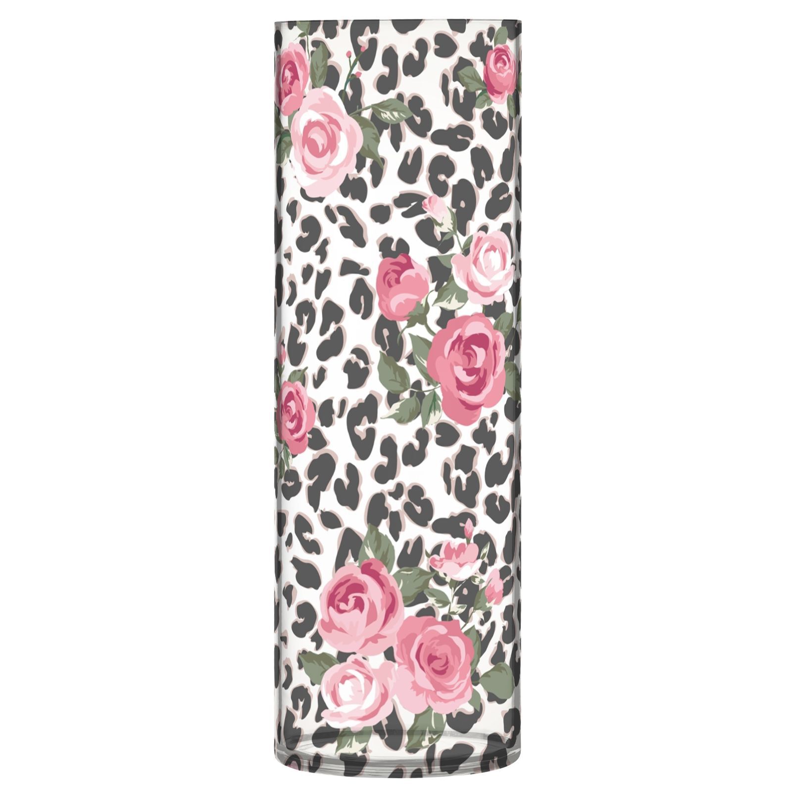 JSTEL Pink Rose Floawer Leopard Cheetah Print Flower Vase Decorative ...