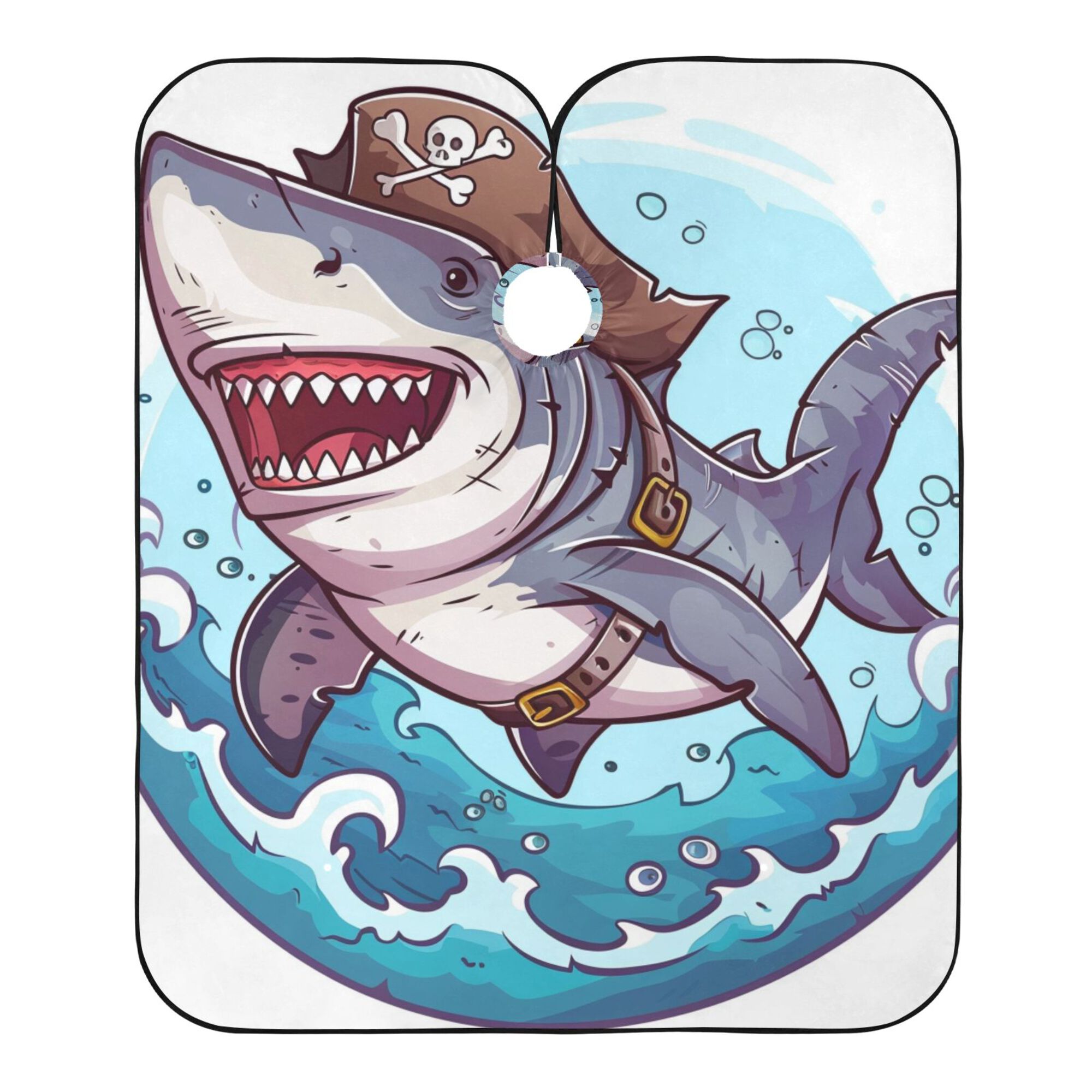 JSTEL Pirate Shark Cartoon Waterproof Barber Cape for Men Women Beard ...