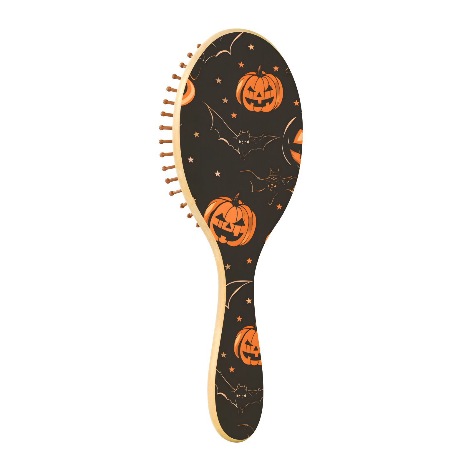 JSTEL Pumpkin Halloween Hair Brush for Women Men Natural Wood Detangler ...