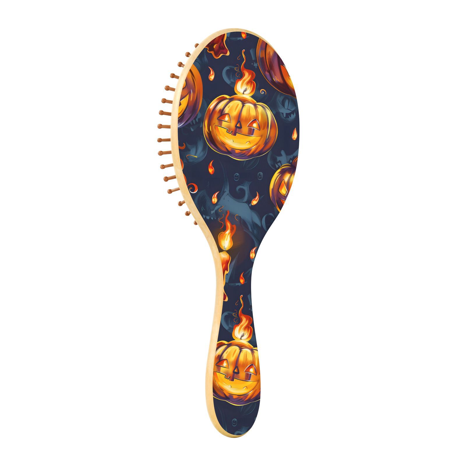 JSTEL Pumpkin Laugh Halloween Hair Brush for Women Men Natural Wood ...
