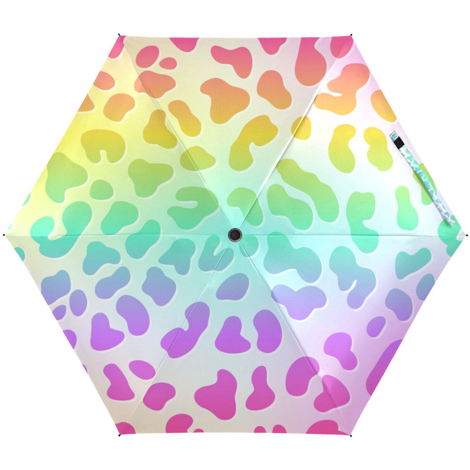 JSTEL Rainbow Leopard Print Cheetah Neon Folding Umbrella for Rain Sun ...