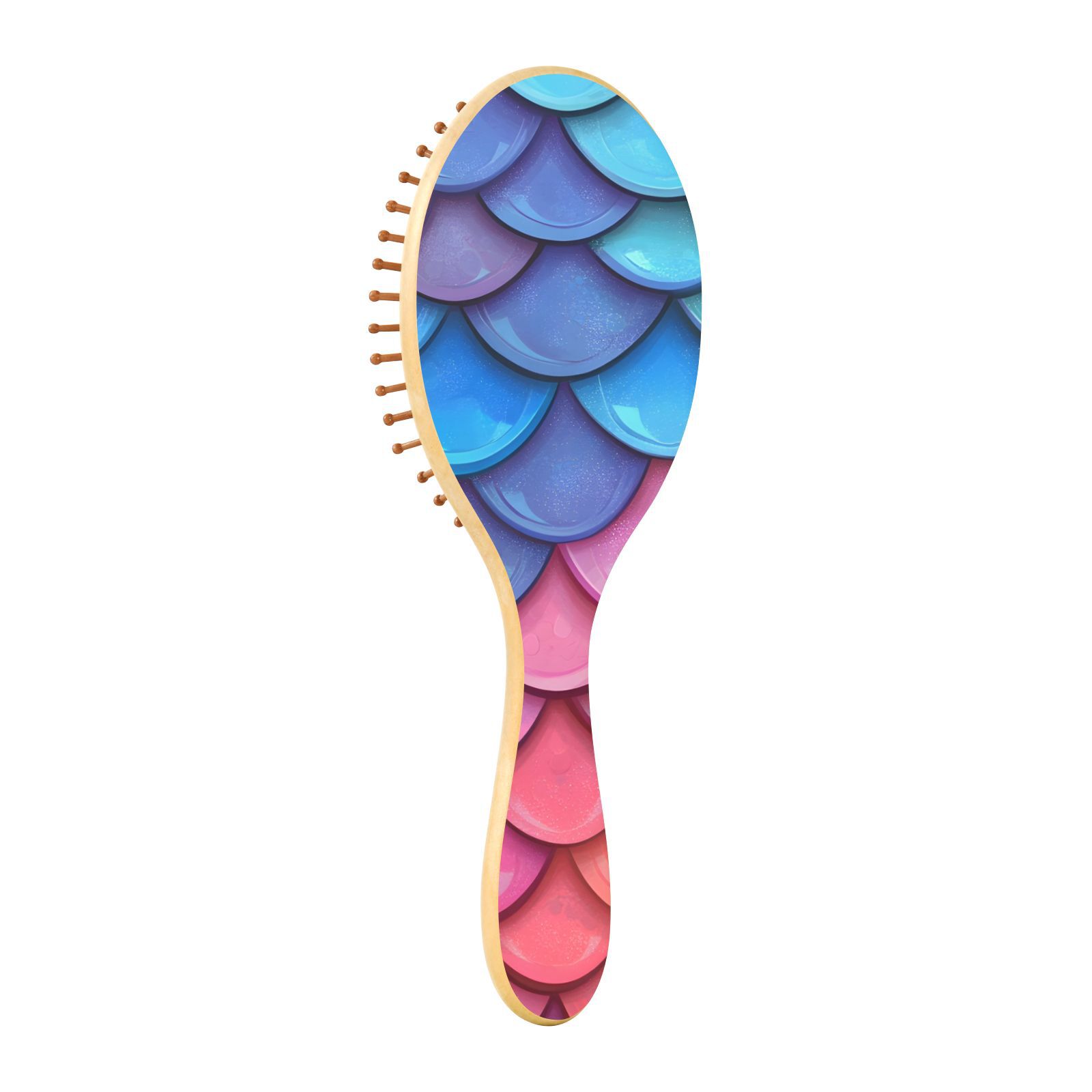 JSTEL Rainbow Mermaid Hair Brush for Women Men Natural Wood Detangler ...