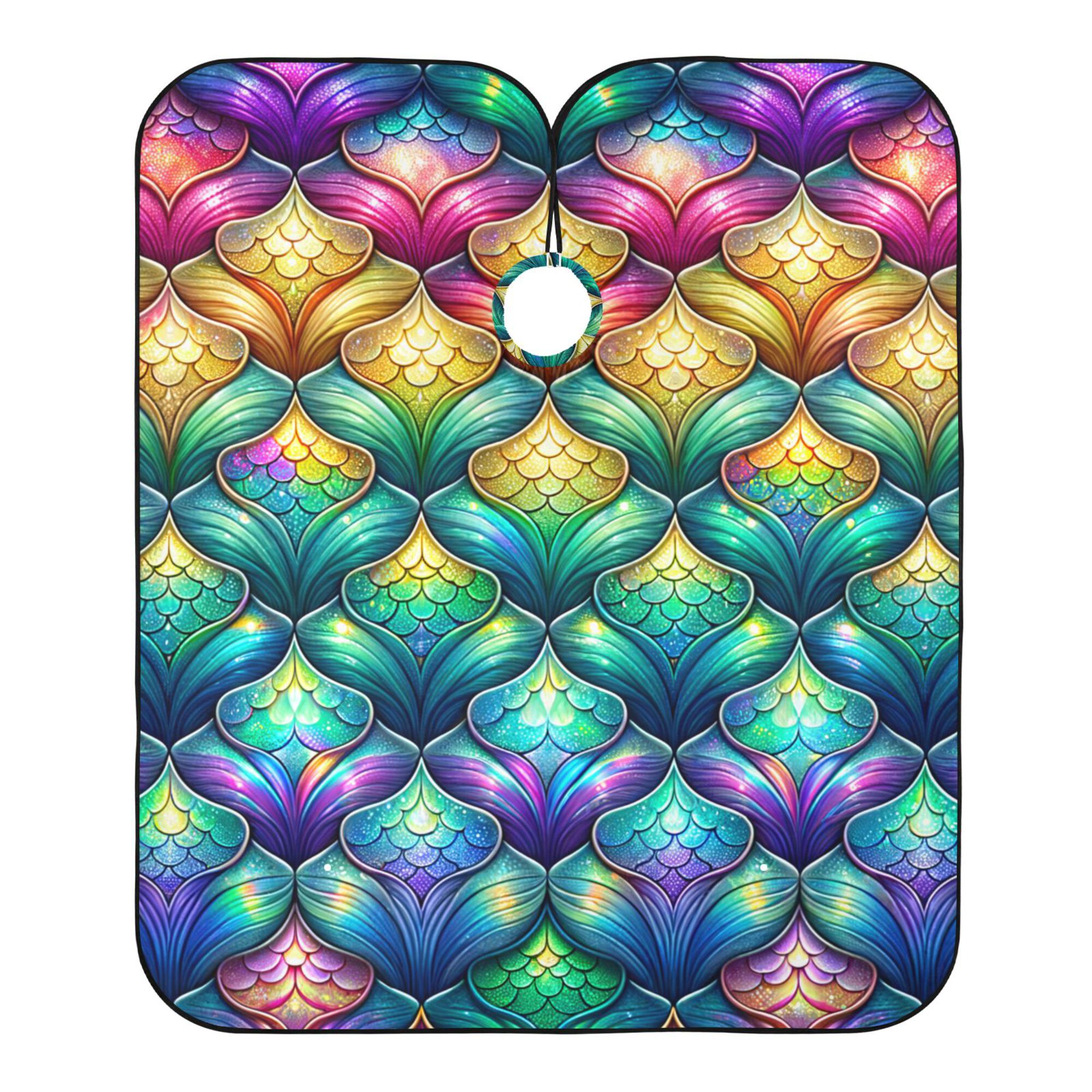 JSTEL Rainbow Mermaid Scale Colorful Waterproof Barber Cape for Men ...