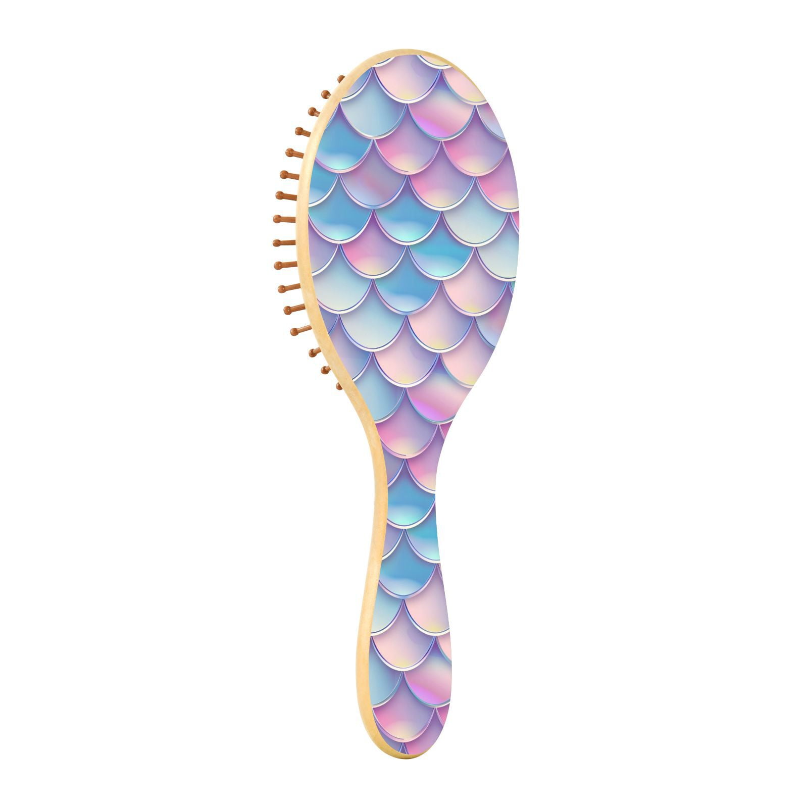 JSTEL Rainbow Mermaid Scale Hair Brush for Women Men Natural Wood ...