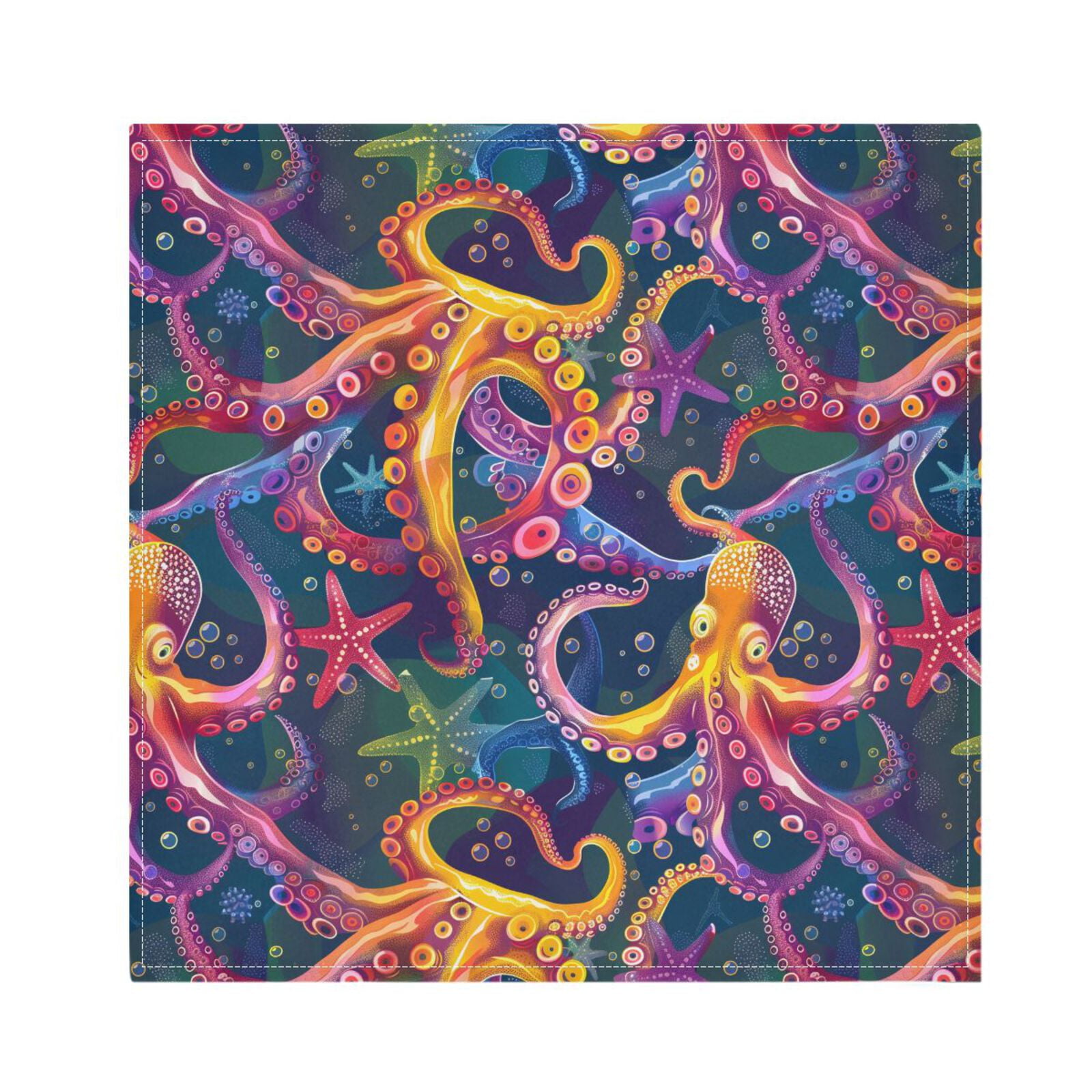 JSTEL Rainbow Octopus Tentacles Starfish Cloth Napkins Set of 6, 20x20 ...