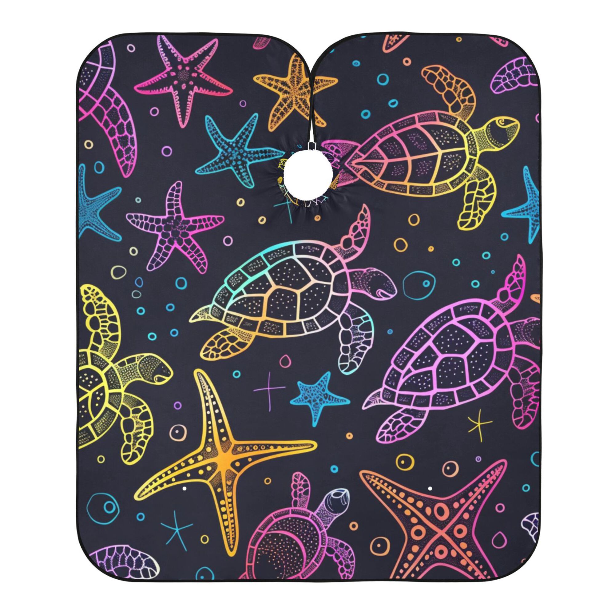 JSTEL Rainbow Sea Turtle Starfish Waterproof Barber Cape for Men Women ...