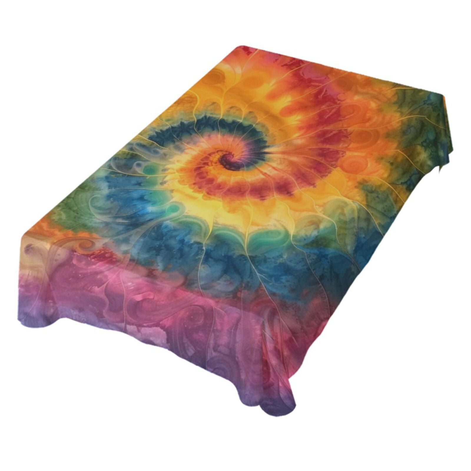 JSTEL Rainbow Spiral Tie Dye Table Cloth Rectangle 54 x 72 Inch ...