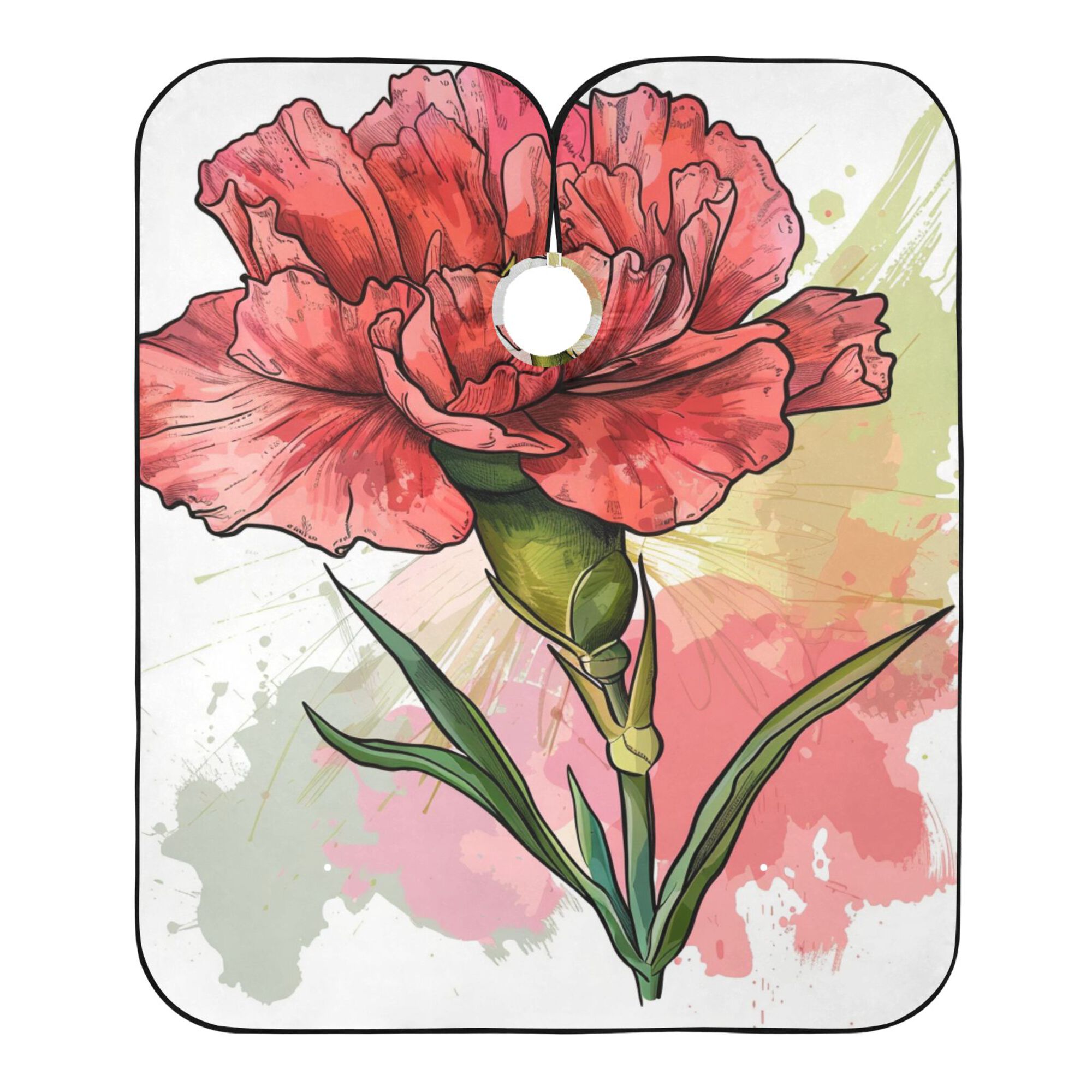 JSTEL Red Carnation Flower Ink Waterproof Barber Cape for Men Women ...