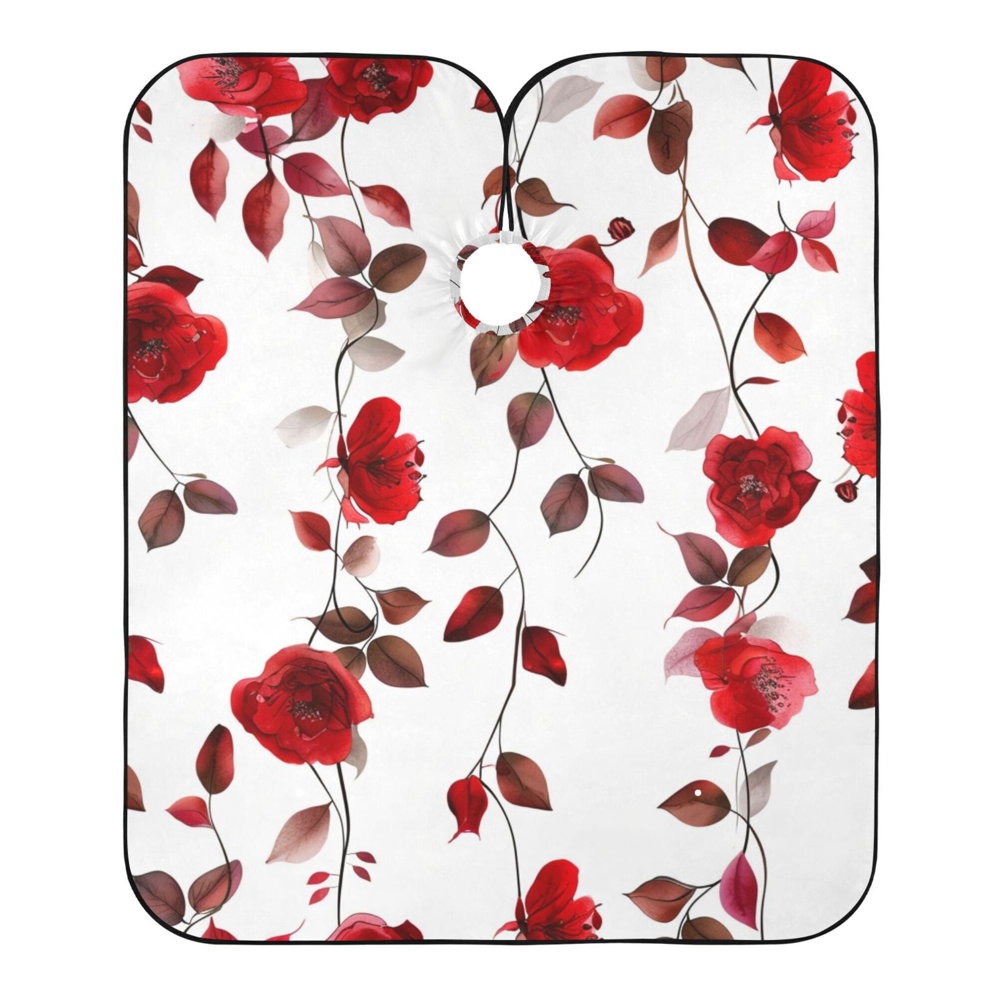 JSTEL Red Rose Flowers Leaves Waterproof Barber Cape for Men Women ...