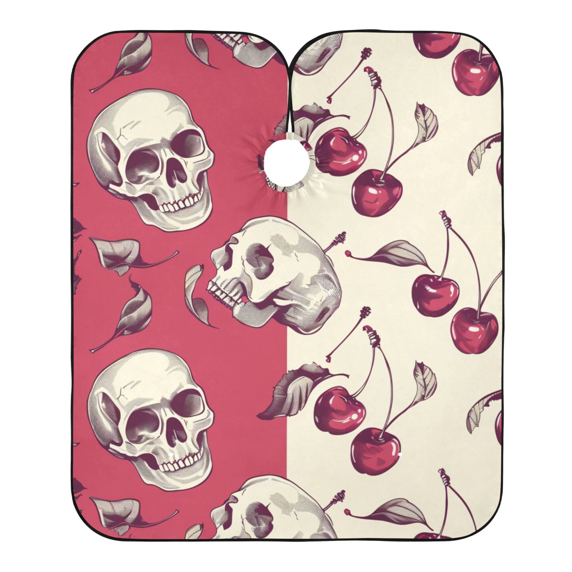JSTEL Retro Cherry Skull Waterproof Barber Cape for Men Women Beard ...