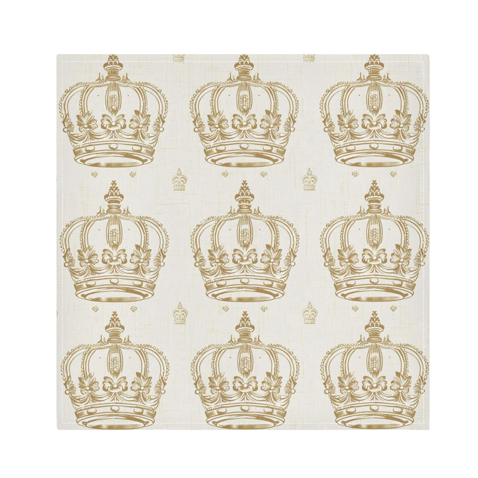 JSTEL Retro Gold Crown Cloth Napkins Set of 1, 20x20 Inch Washable and ...
