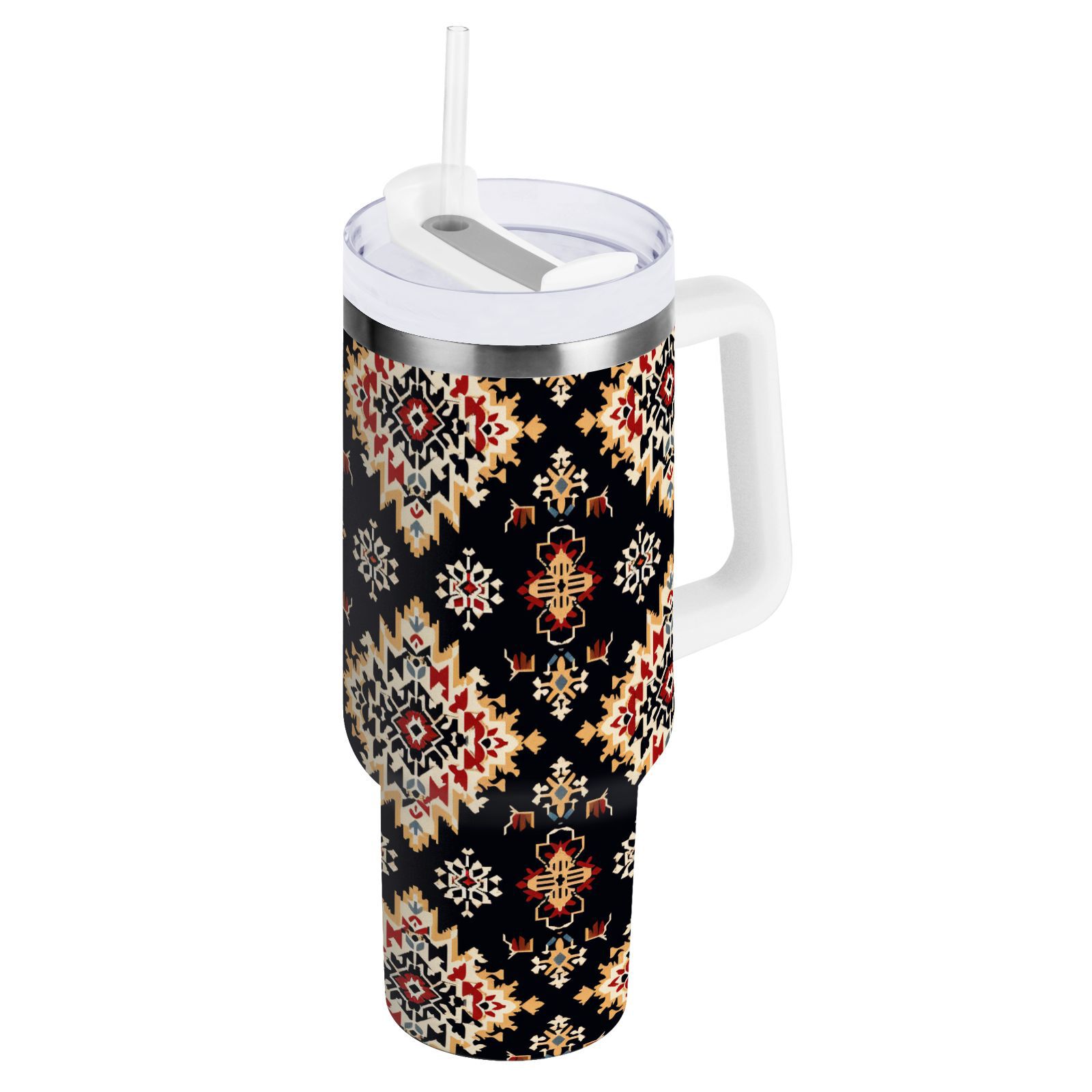 JSTEL Retro Ikat Flowers Aztec Art 40 oz Tumbler Stainless Steel Water ...