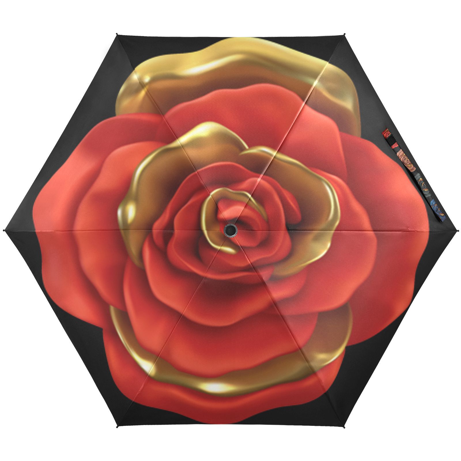 JSTEL Rose Flower Buds Floral Folding Umbrella for Rain Sun Travel Mini ...