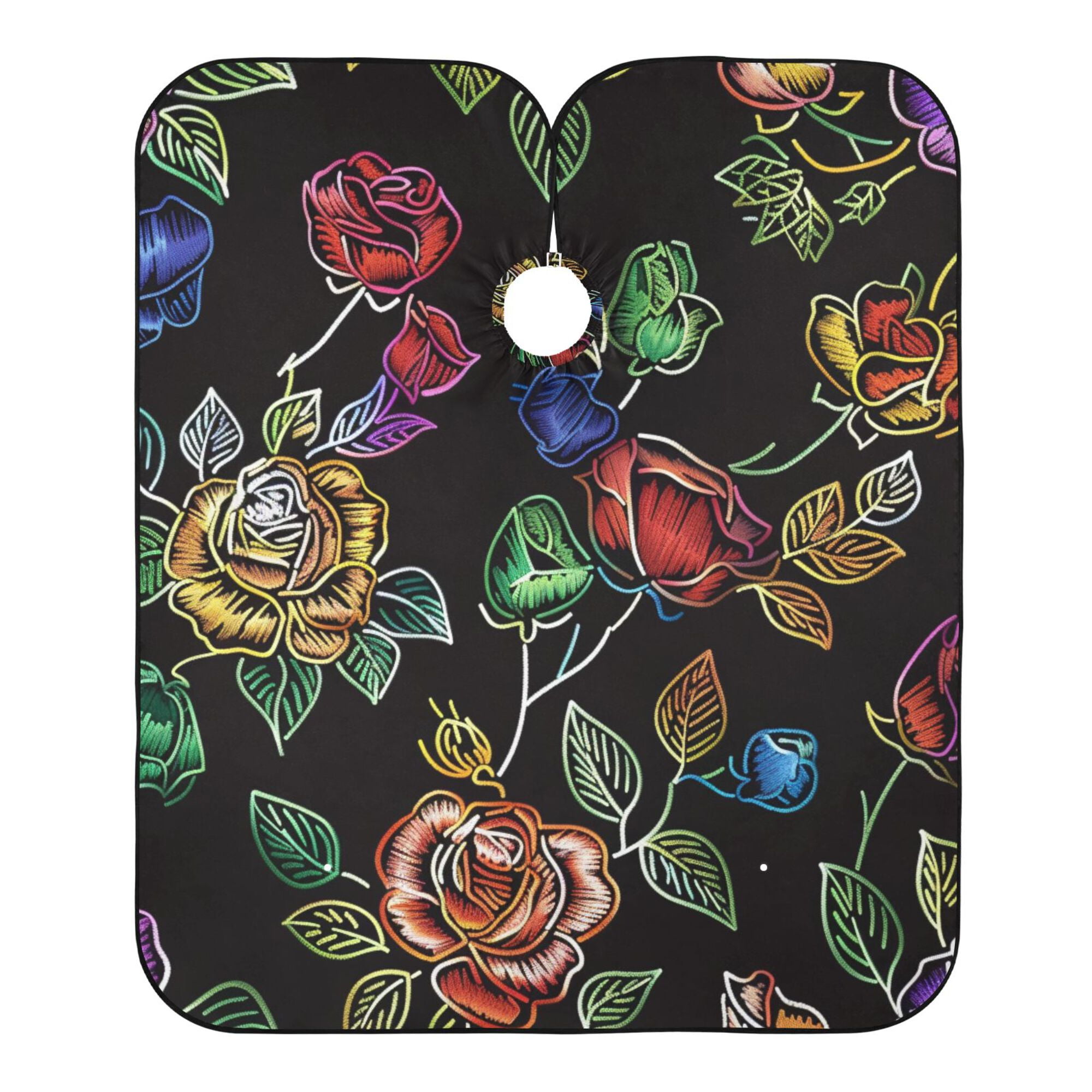 JSTEL Rose Flowers Embroidery Rainbow Waterproof Barber Cape for Men ...