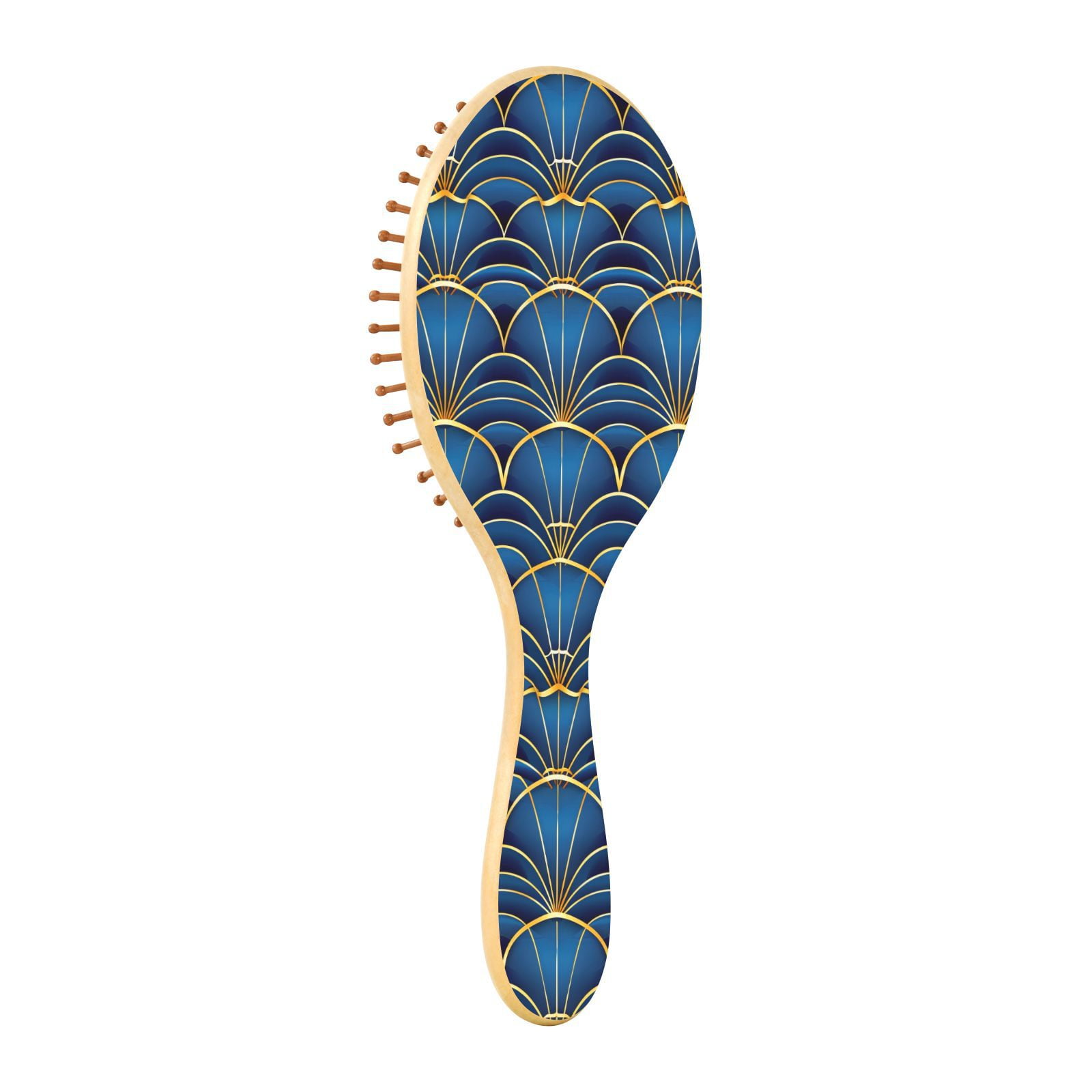 JSTEL Royal Blue & Golden Mermaid Hair Brush for Women Men Natural Wood ...