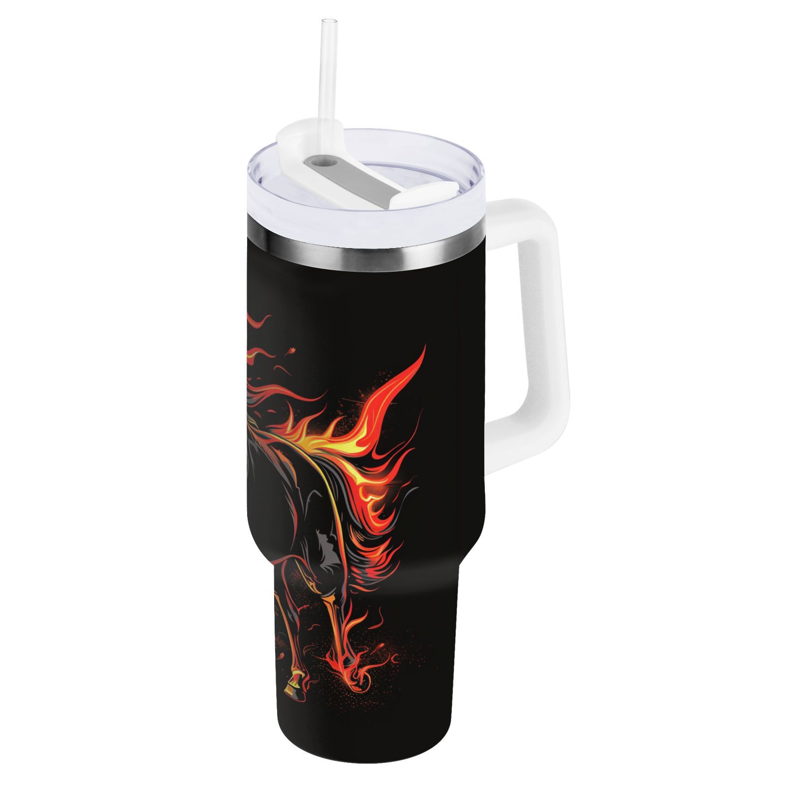 JSTEL Running Horse Flame 40 oz Tumbler Stainless Steel Water Bottle ...