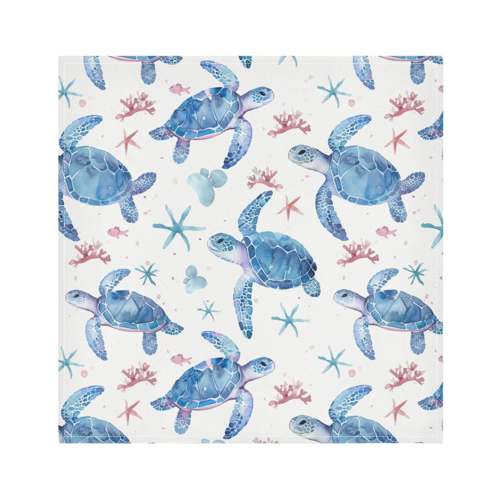 JSTEL Sea Turtle Watercolour Cloth Napkins Set of 6, 20x20 Inch ...