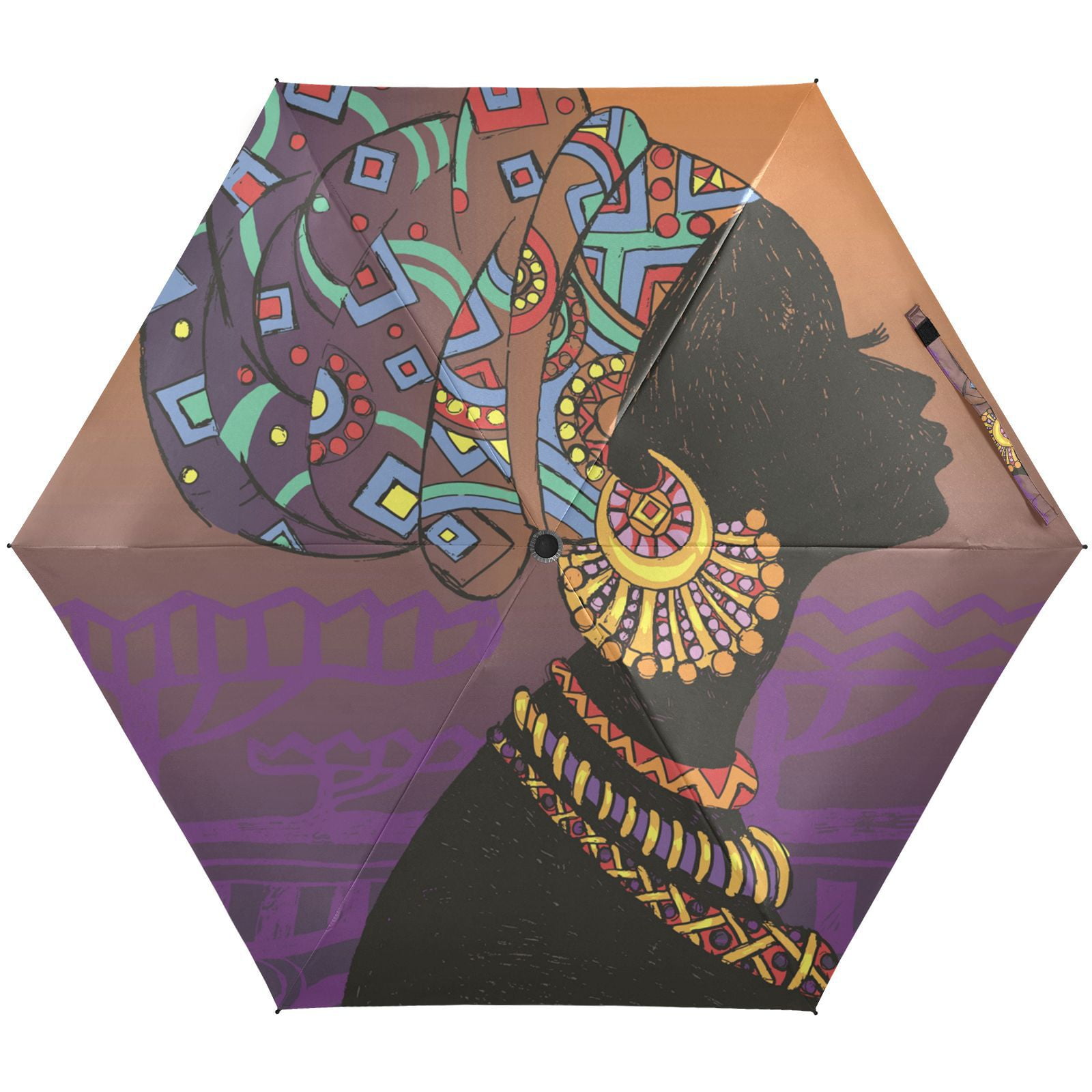 JSTEL Silhouette Of Woman Beautiful Black Woman Folding Umbrella for ...