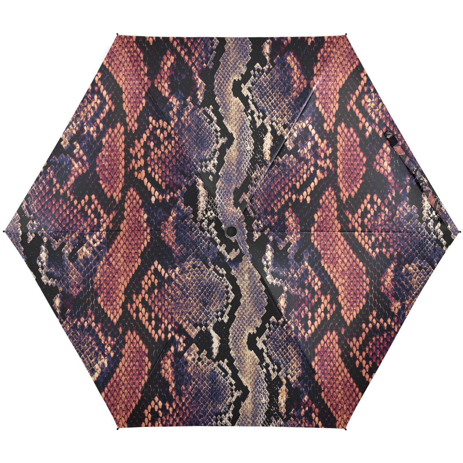 JSTEL Snake Print Animal Skin Folding Umbrella for Rain Sun Travel Mini ...