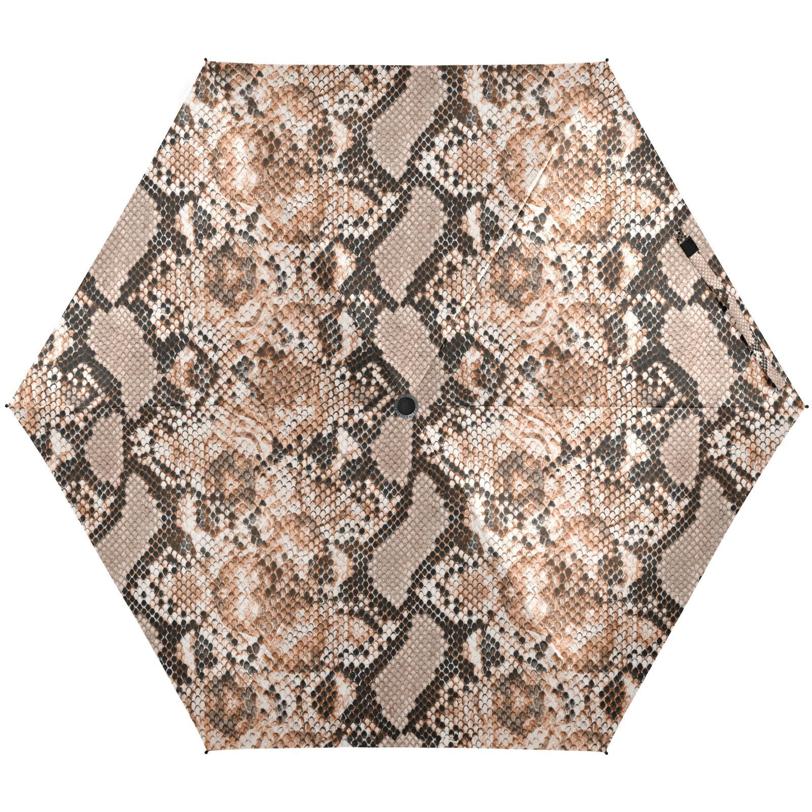 JSTEL Snake Skin Print Pattern Folding Umbrella for Rain Sun Travel ...