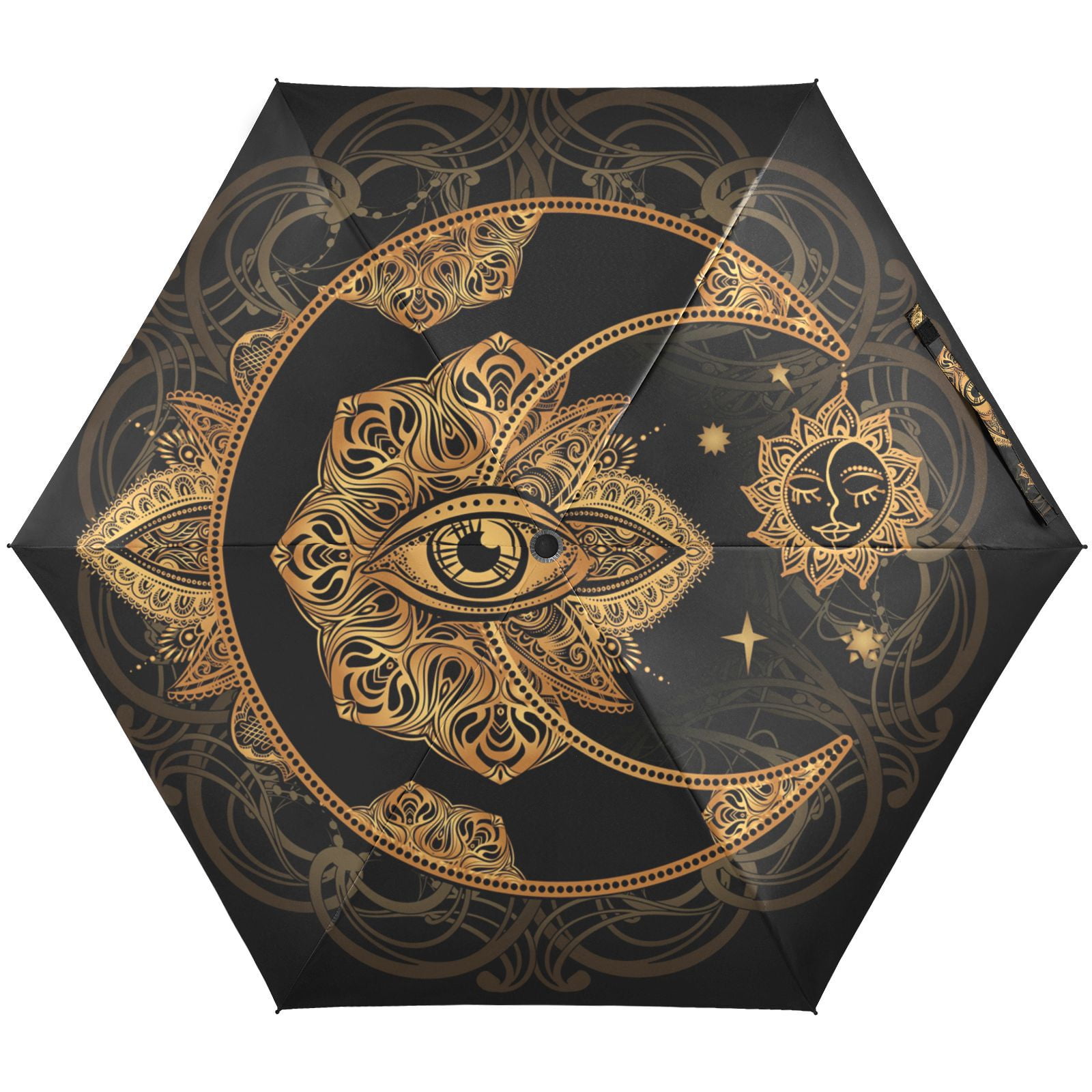 JSTEL Sun Crescent Moon Boho Bohemian Alchemy Folding Umbrella for Rain ...
