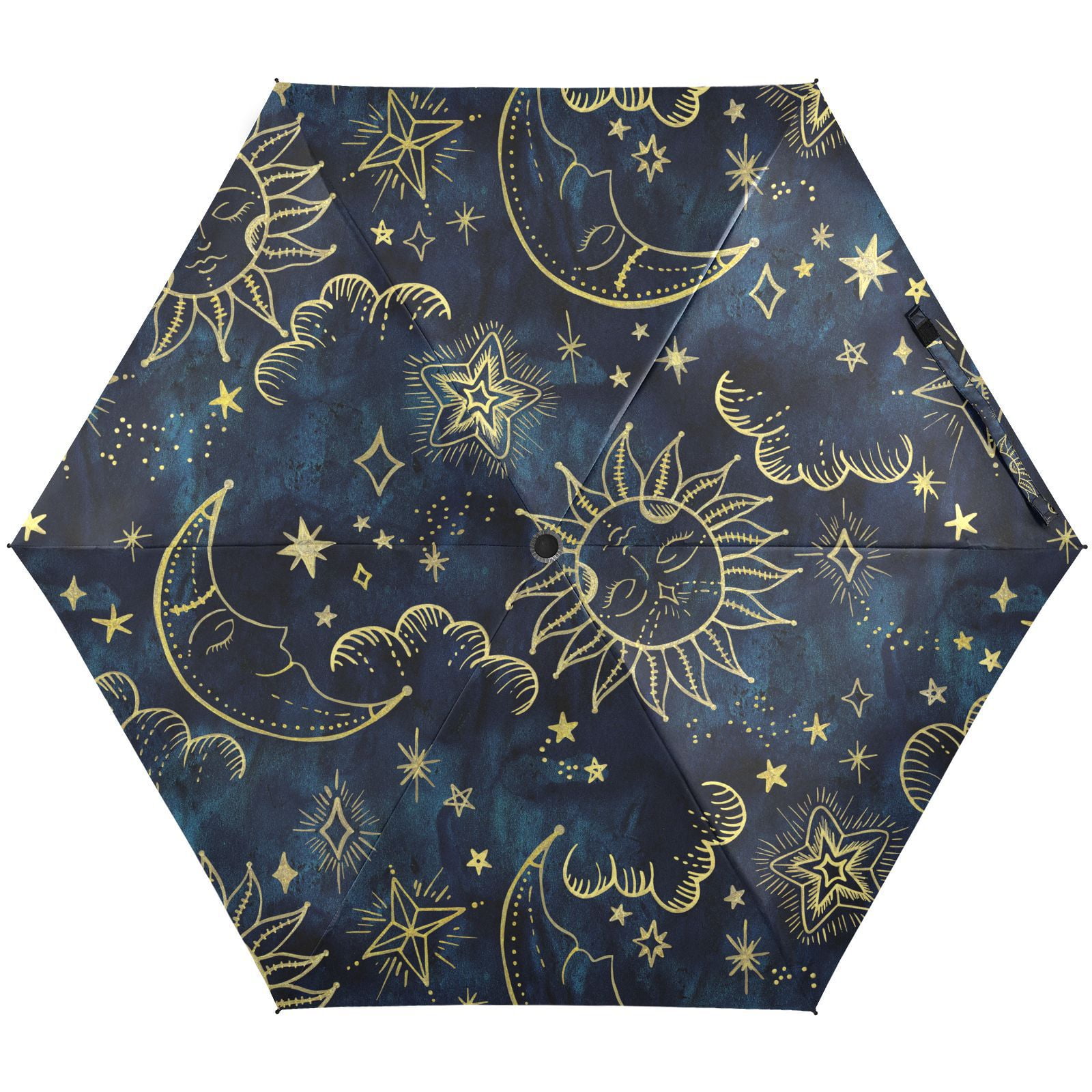 JSTEL Sun Moon Boho Cosmos Astrology Folding Umbrella for Rain Sun ...