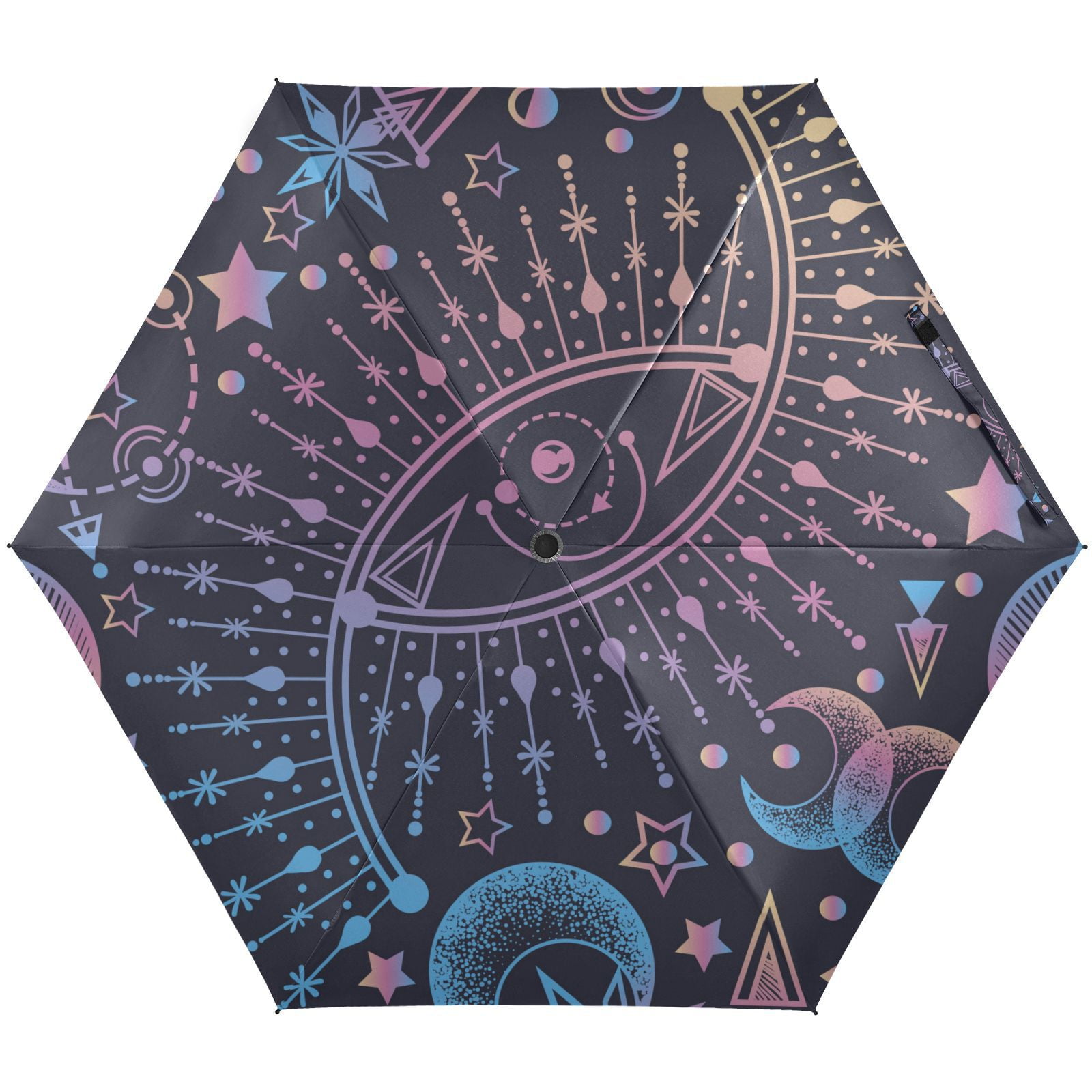 JSTEL Sun Moon Star Astrology Alchemy Folding Umbrella for Rain Sun ...