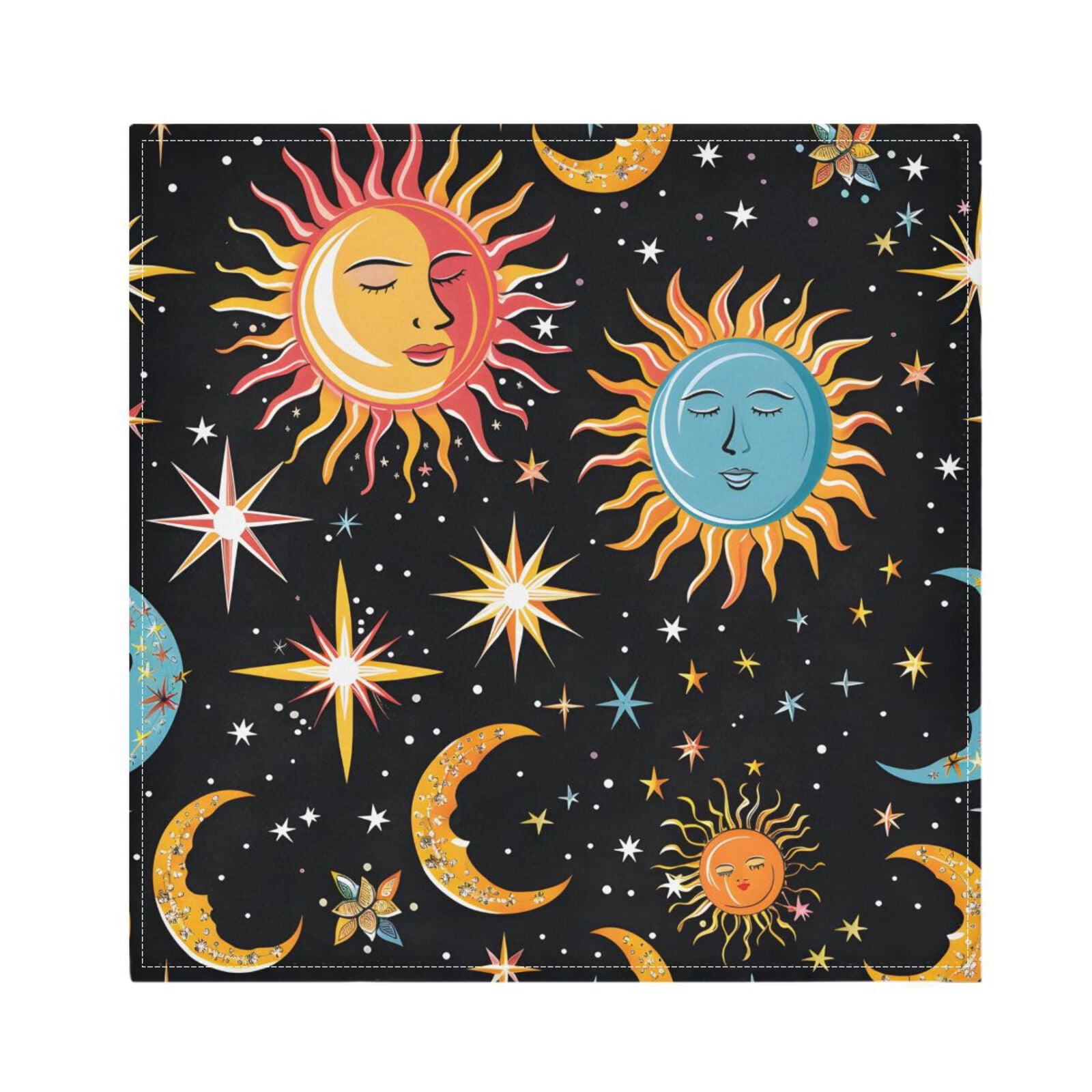 JSTEL Sun Moon Star Starry Sky Cartoon Cloth Napkins Set of 4, 20x20 ...