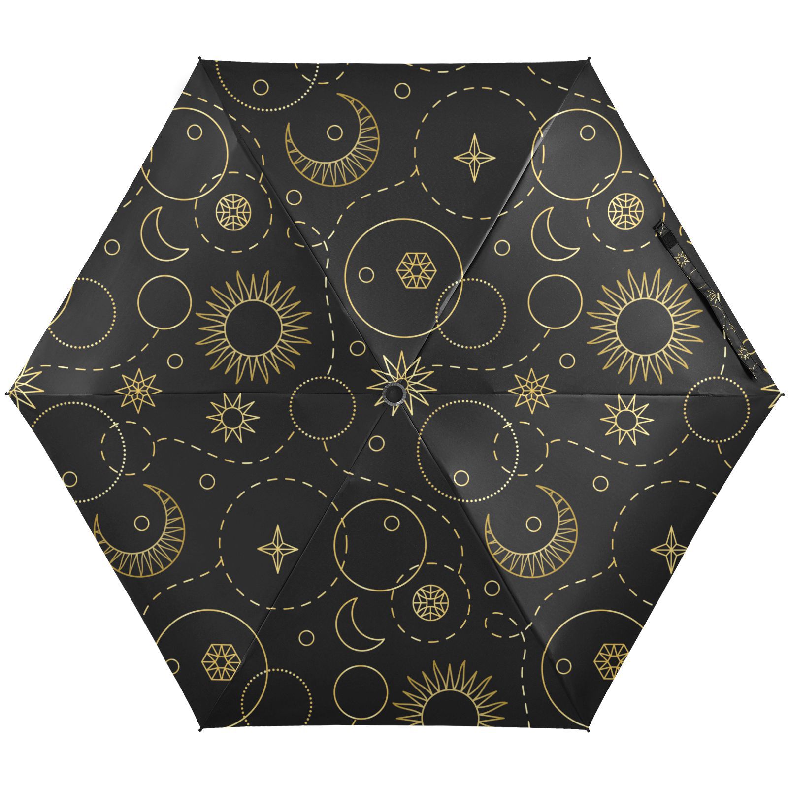 JSTEL Sun Moon Stars Space Folding Umbrella for Rain Sun Travel Mini ...