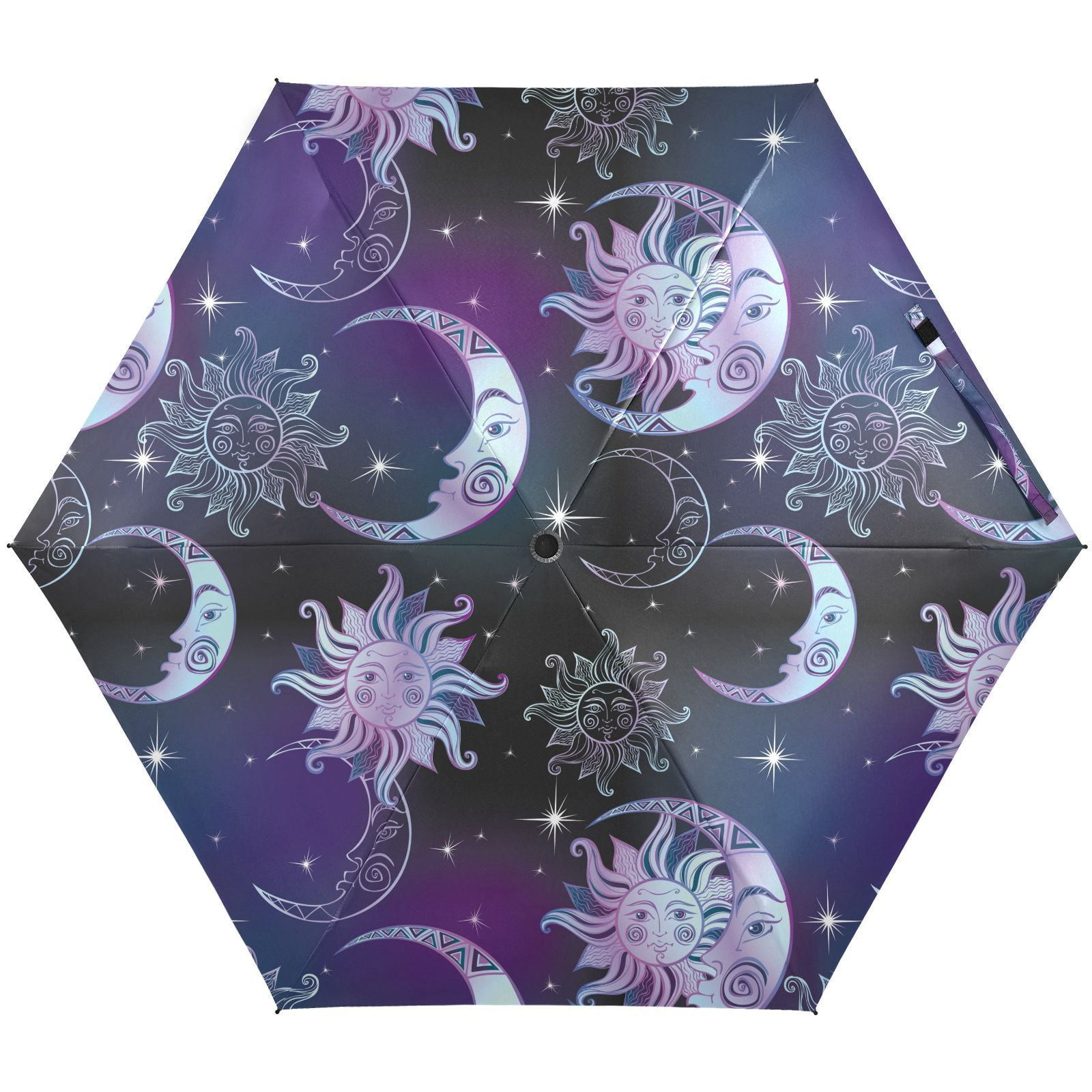 JSTEL Sun Moon and Stars Neon Starry Folding Umbrella for Rain Sun ...