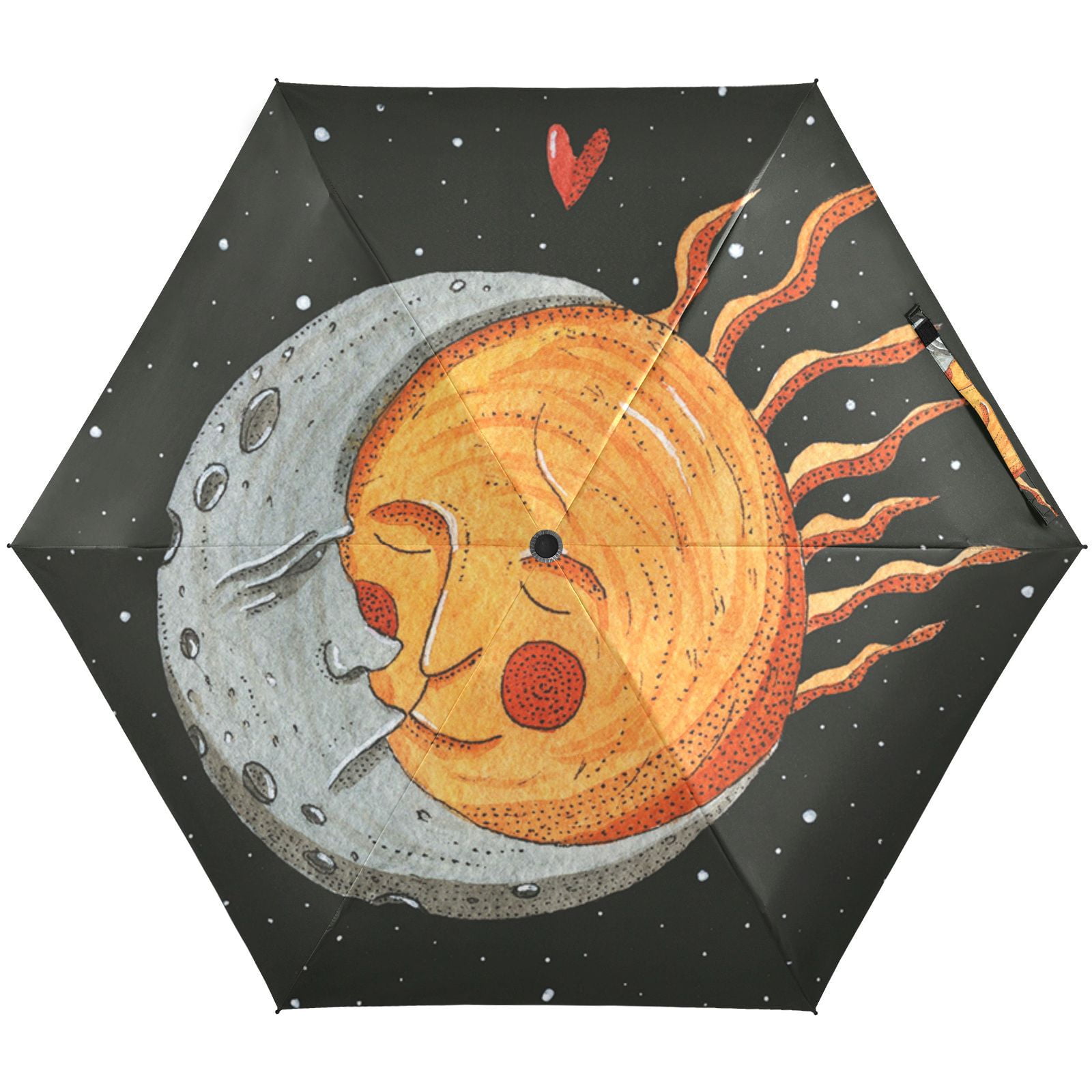 JSTEL Sun and Moon Kissing in The Stars Folding Umbrella for Rain Sun ...