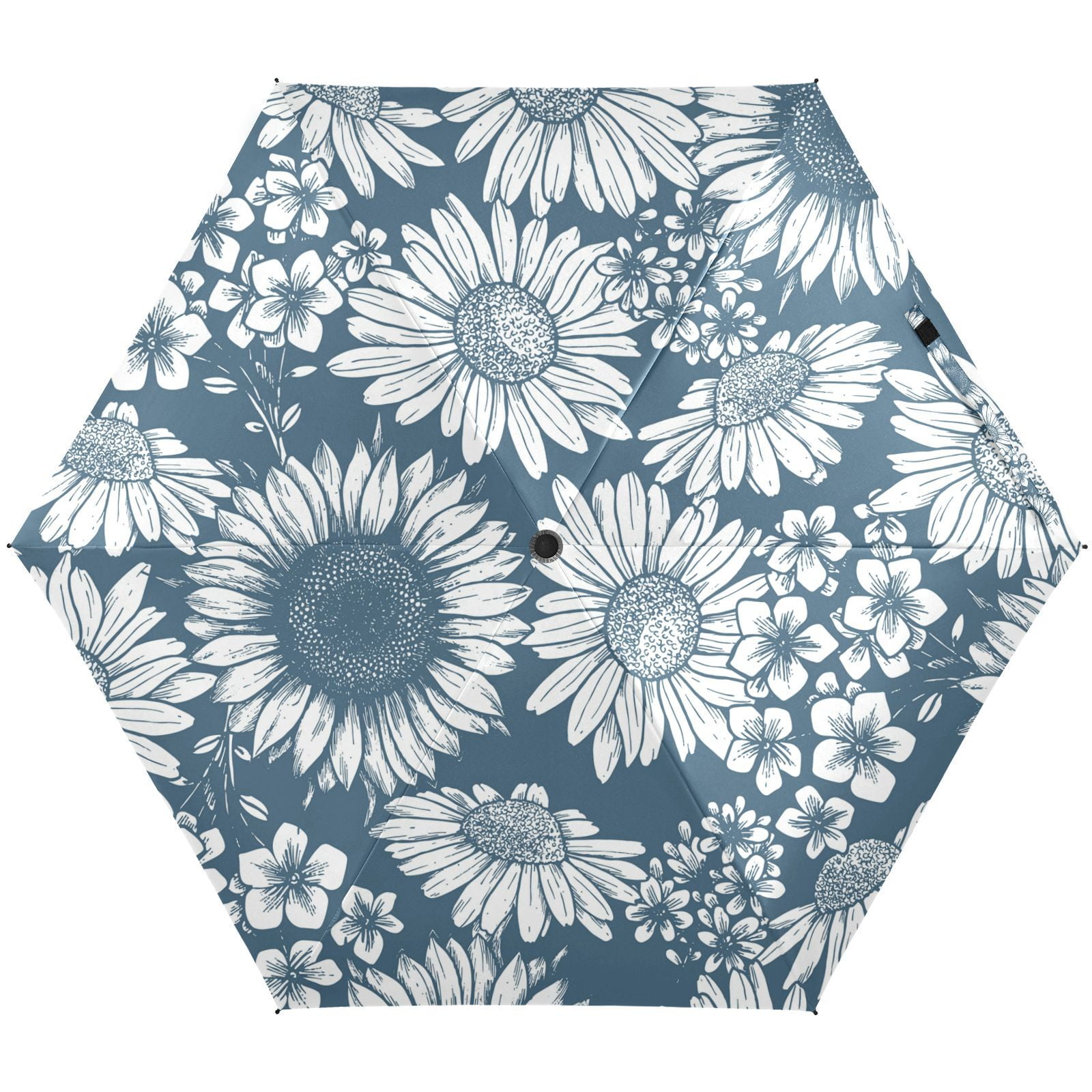JSTEL Sunflower Daisy Flower Floral Vintage Folding Umbrella for Rain ...