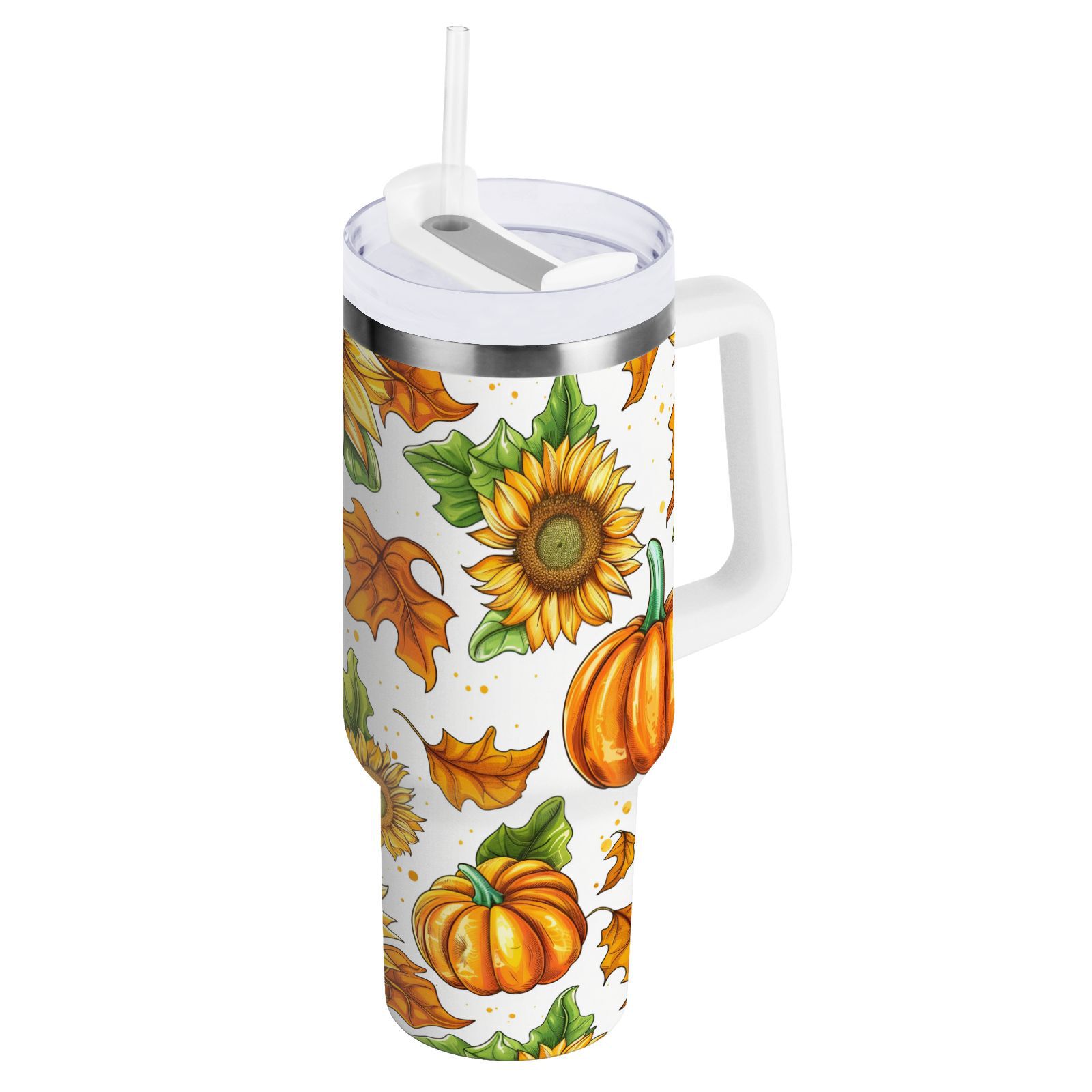 JSTEL Sunflower Maple Leaf Pumpkin 40 oz Tumbler Stainless Steel Water ...