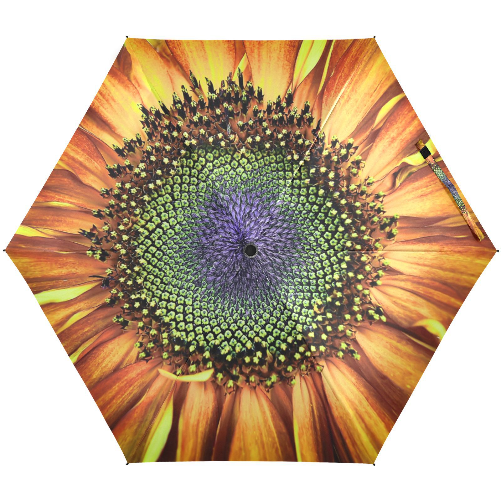 JSTEL Sunflower Portrait Flower Flroal Folding Umbrella for Rain Sun ...