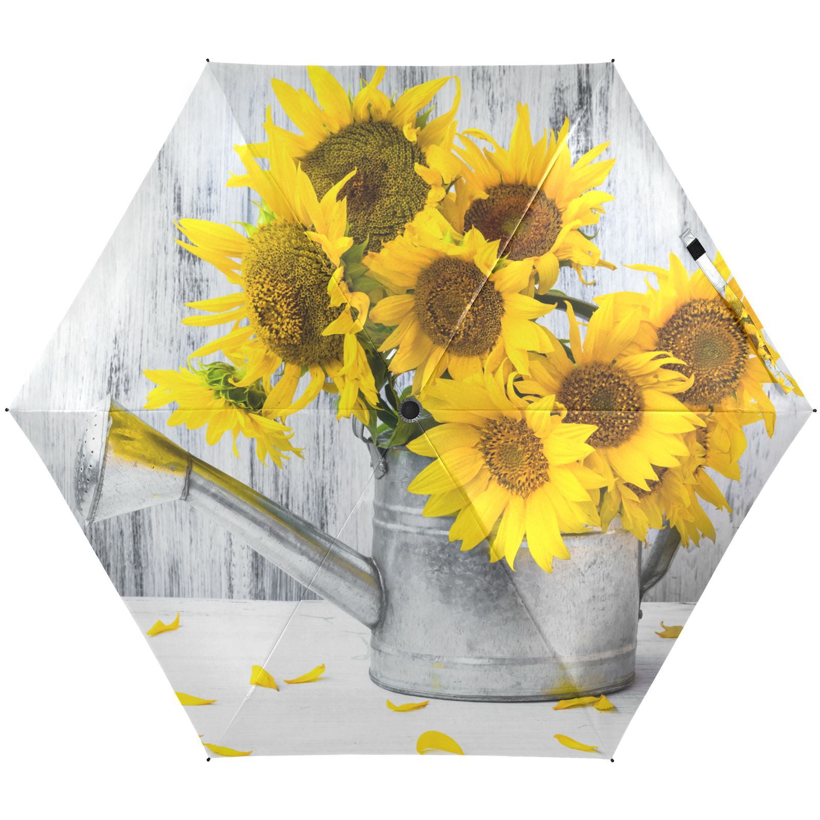 JSTEL Sunflowers Bouquet Flower Floral Folding Umbrella for Rain Sun ...